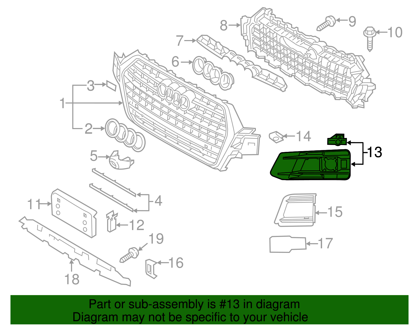4M0-807-681-T-EFA - Outer Grille 2017-2019 Audi Q7 | Audi OEM Parts Guy