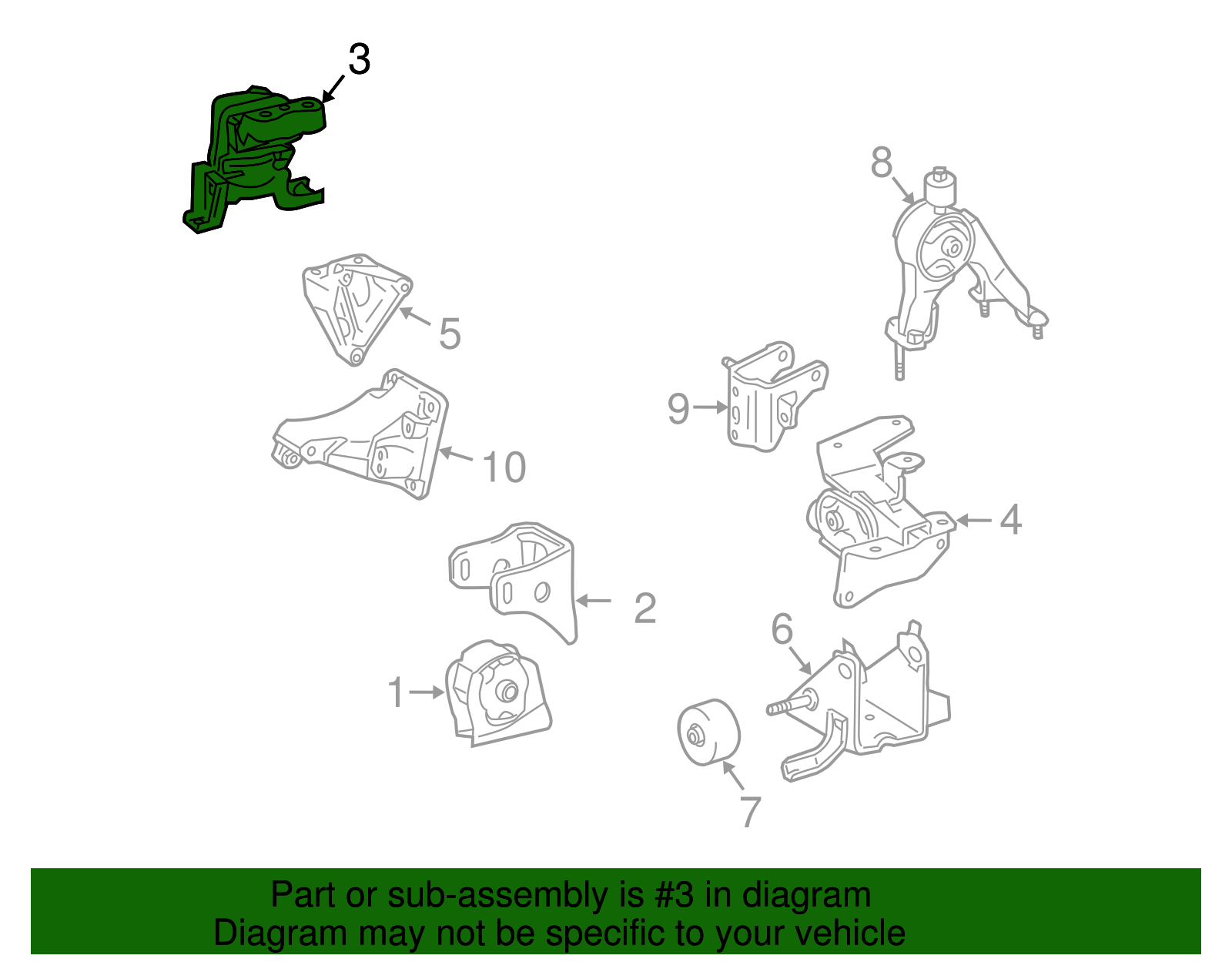 2009-2013 Toyota Engine Mount (Right) 12305-0T051 | OEM Parts Online