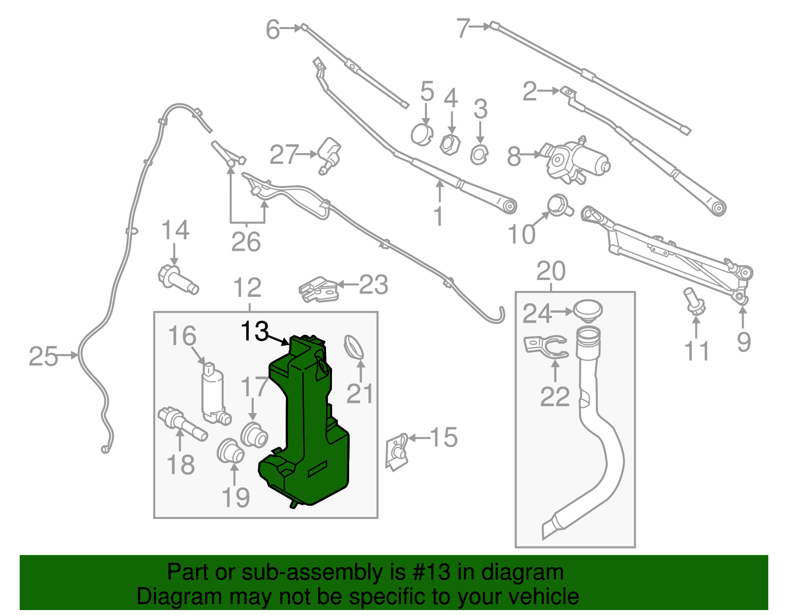 2015-2025 Ford | Washer Fluid Reservoir | CK4Z-17618-A | Walls' Ford Parts