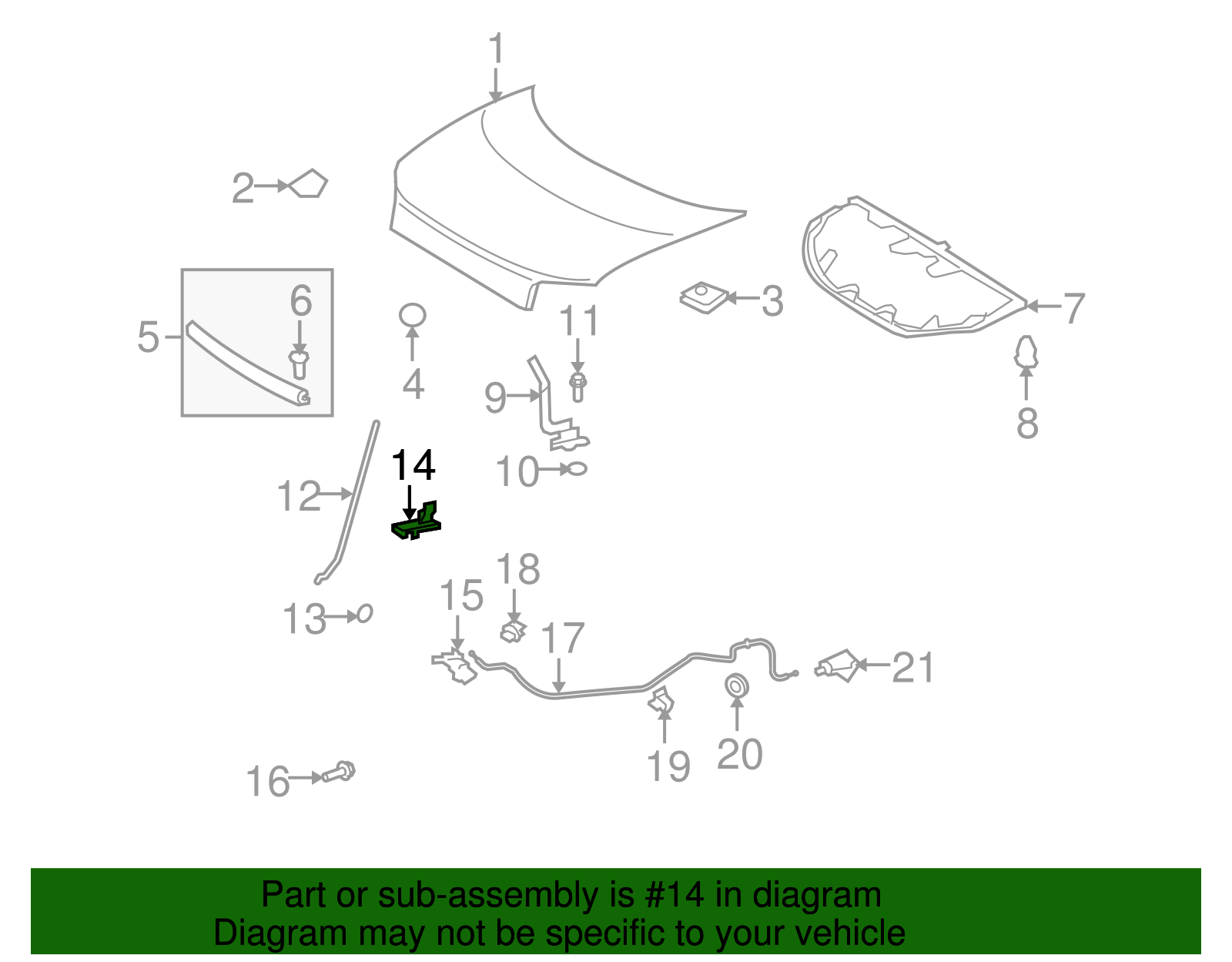 2008-2015 Scion xB Hood Prop Rod Retainer 53452-12100 | OEM Parts Online