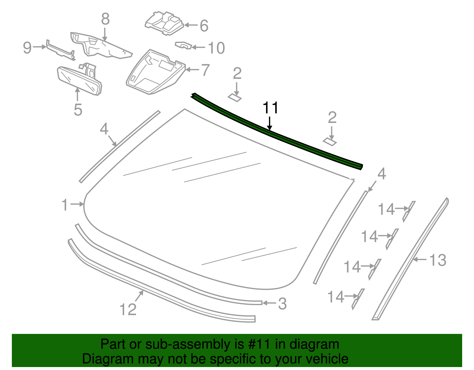2018-2025 Honda Accord Upper Molding 73150-TVA-A01 | Honda Factory Parts