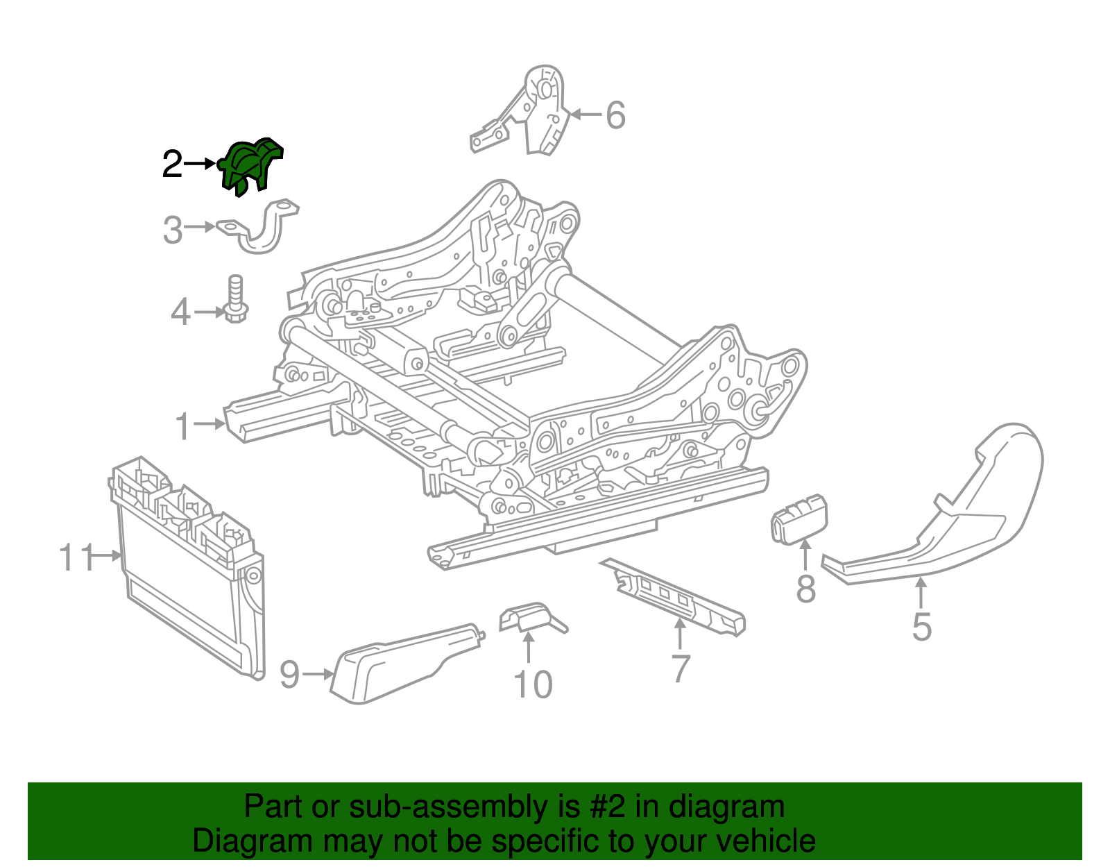 166-911-00-00 - Seat Adjuster Bracket 2012-2019 Mercedes-Benz ...