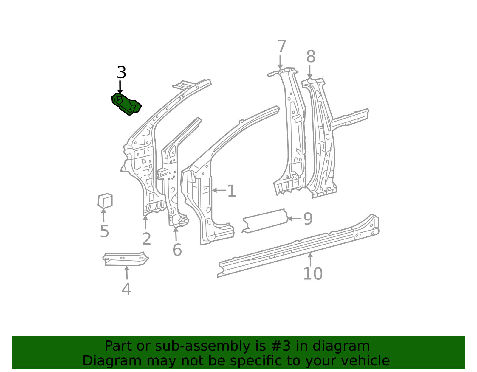 2007-2014 Toyota Body A-Pillar Reinforcement Anchor Plate 61145-52010 ...