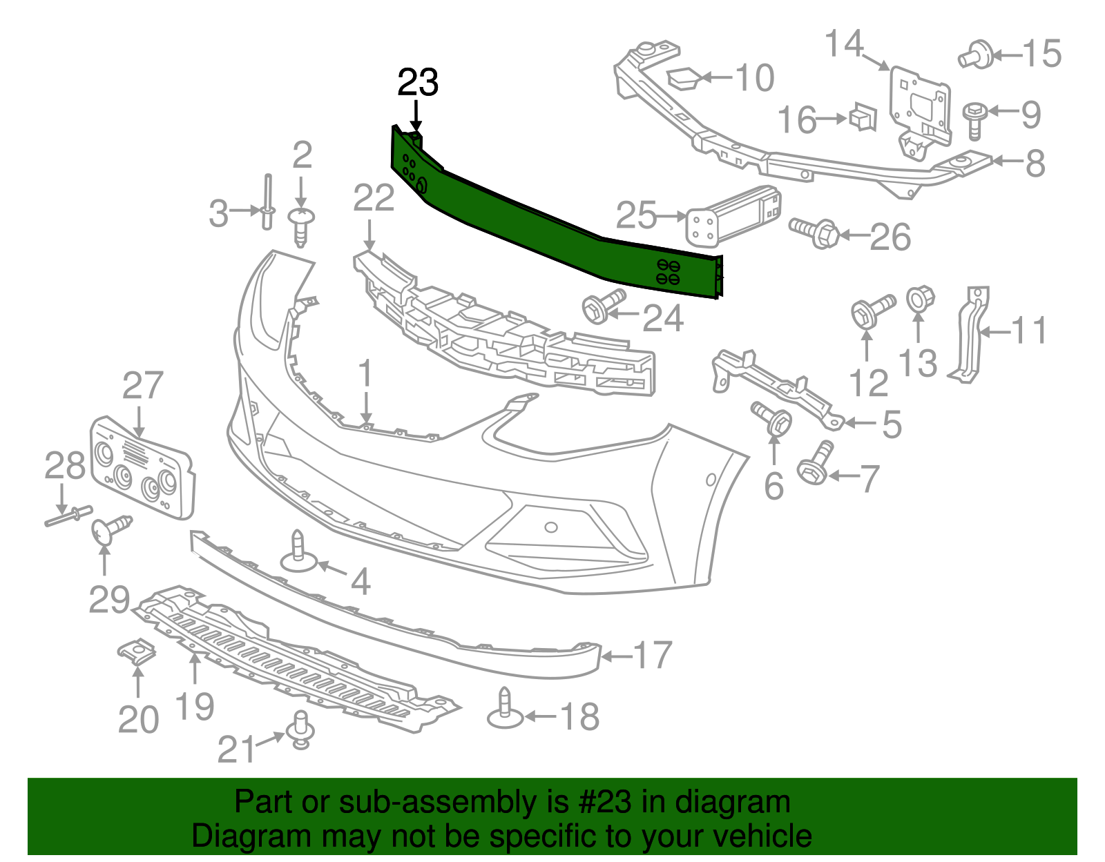 2016-2019 Chevrolet Volt Front Bumper Impact Bar 23382104 | Shop Matick ...