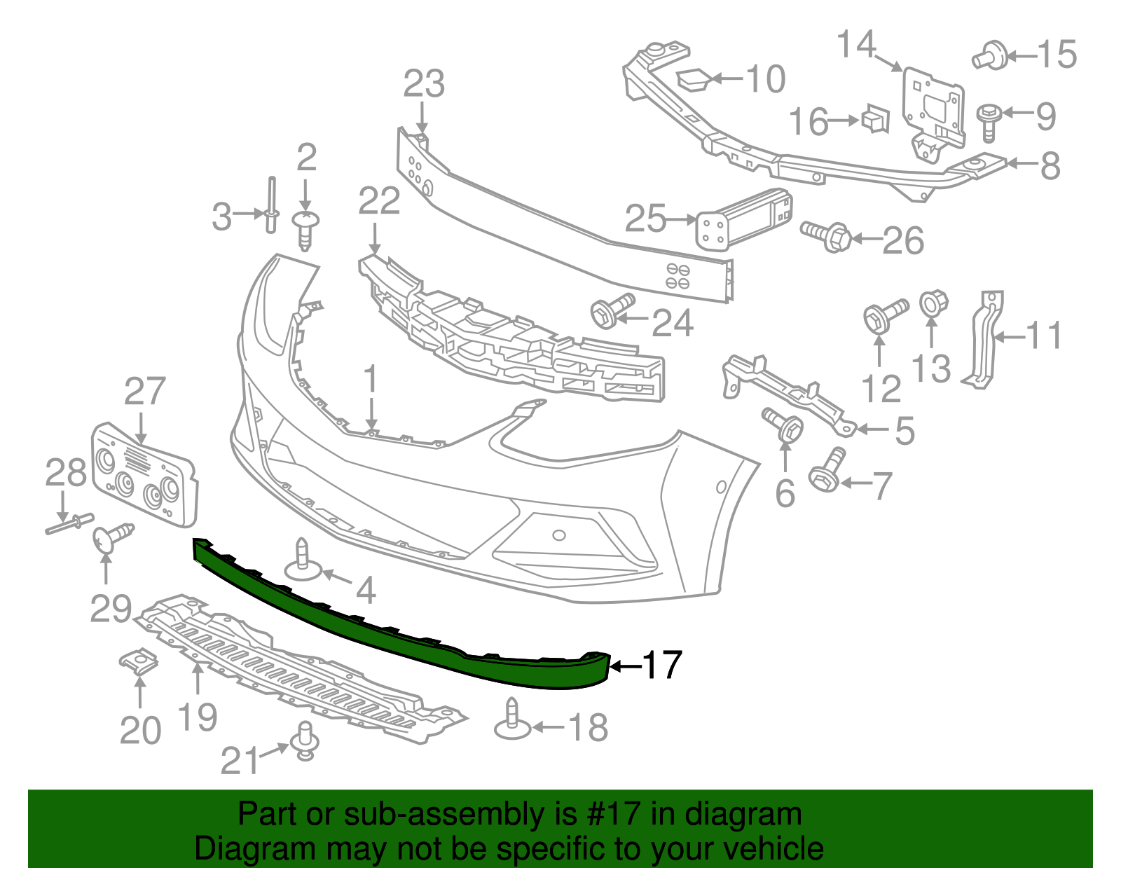 2016-2019 Chevrolet Volt Front Bumper Fascia Center Air Deflector ...