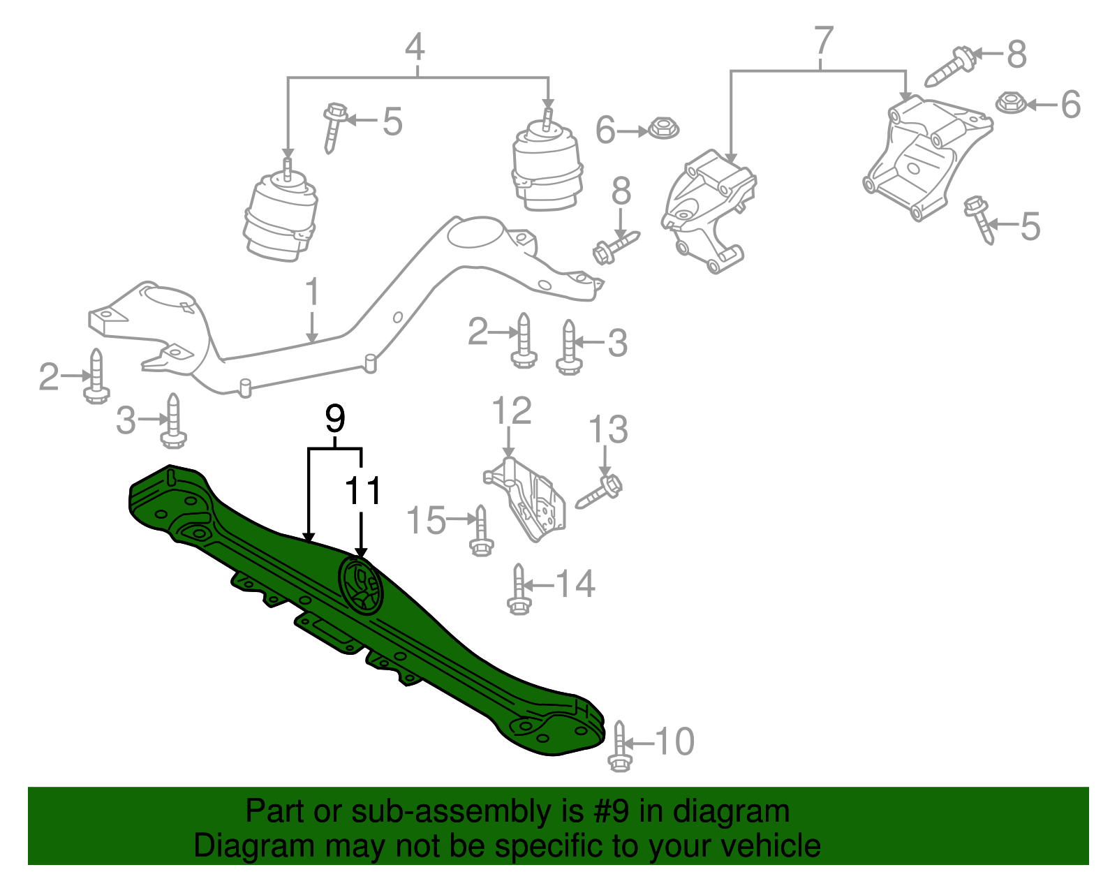 2010-2015 Audi Q7 Trans Cross-Member 7P6-399-225-D | OEM Parts Online