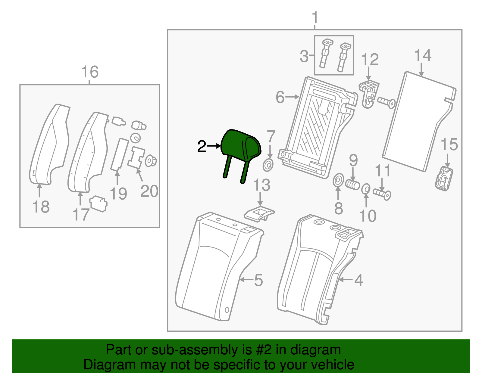 2012-2020 Chevrolet Sonic Headrest 42648963 | Capital Chevy Parts