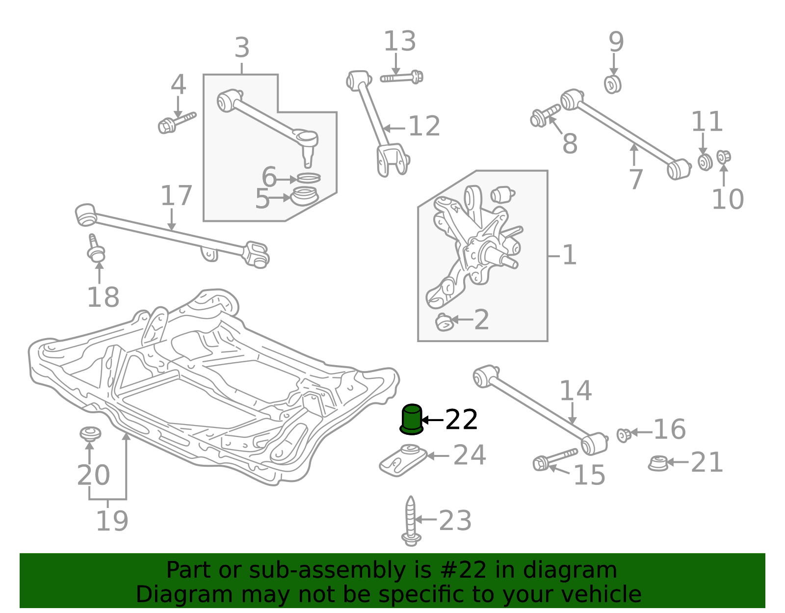 50352-S87-A00 - Insulator F Sub-Frame Mounting (Lower) - 1998-2002 ...