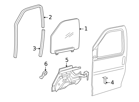 Glass - Front Door for 2021 Chevrolet Express 3500 | QuirkParts
