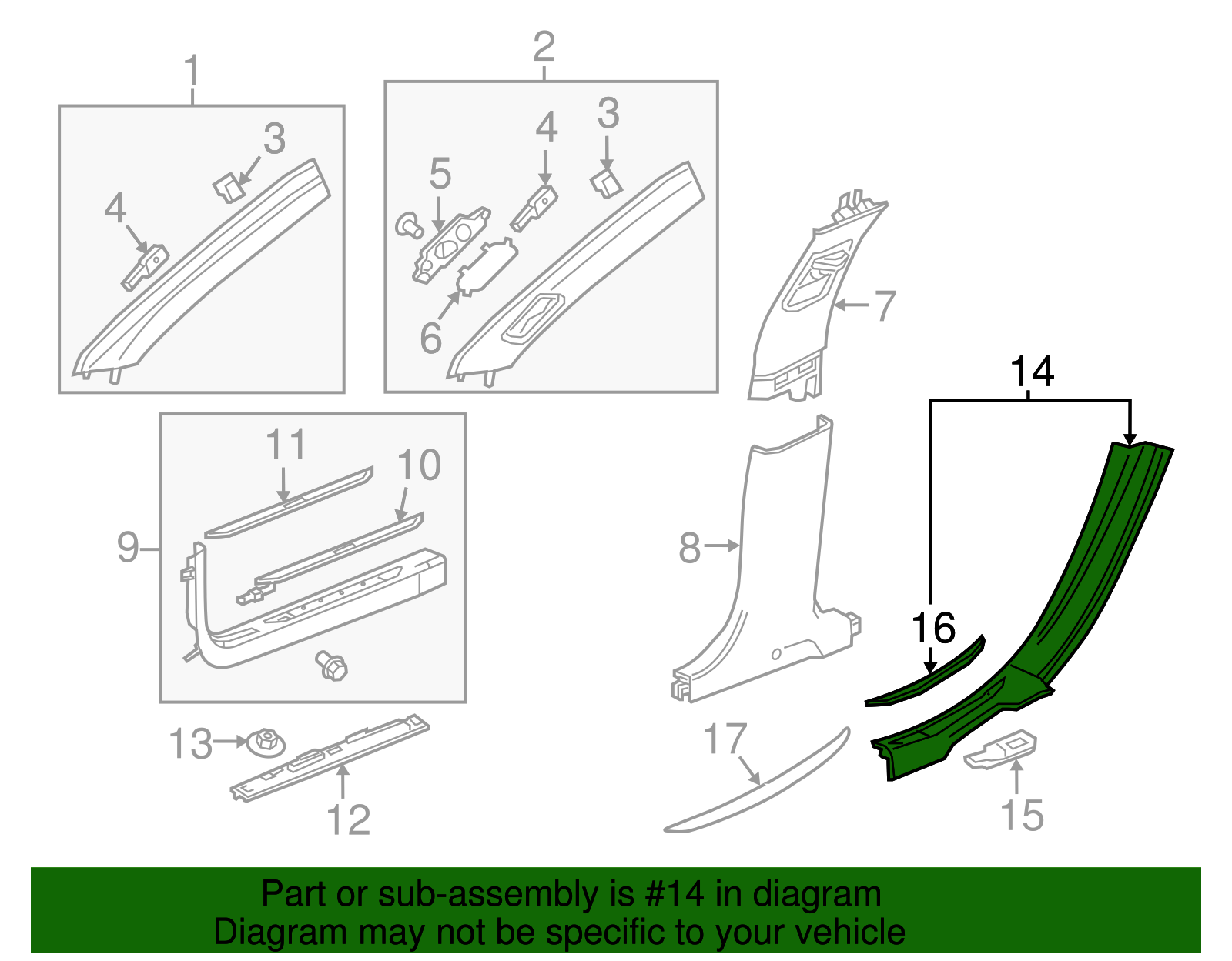 2016-2020 Cadillac CT6 Lock Pillar Trim 84135772 | Capital Chevy Parts