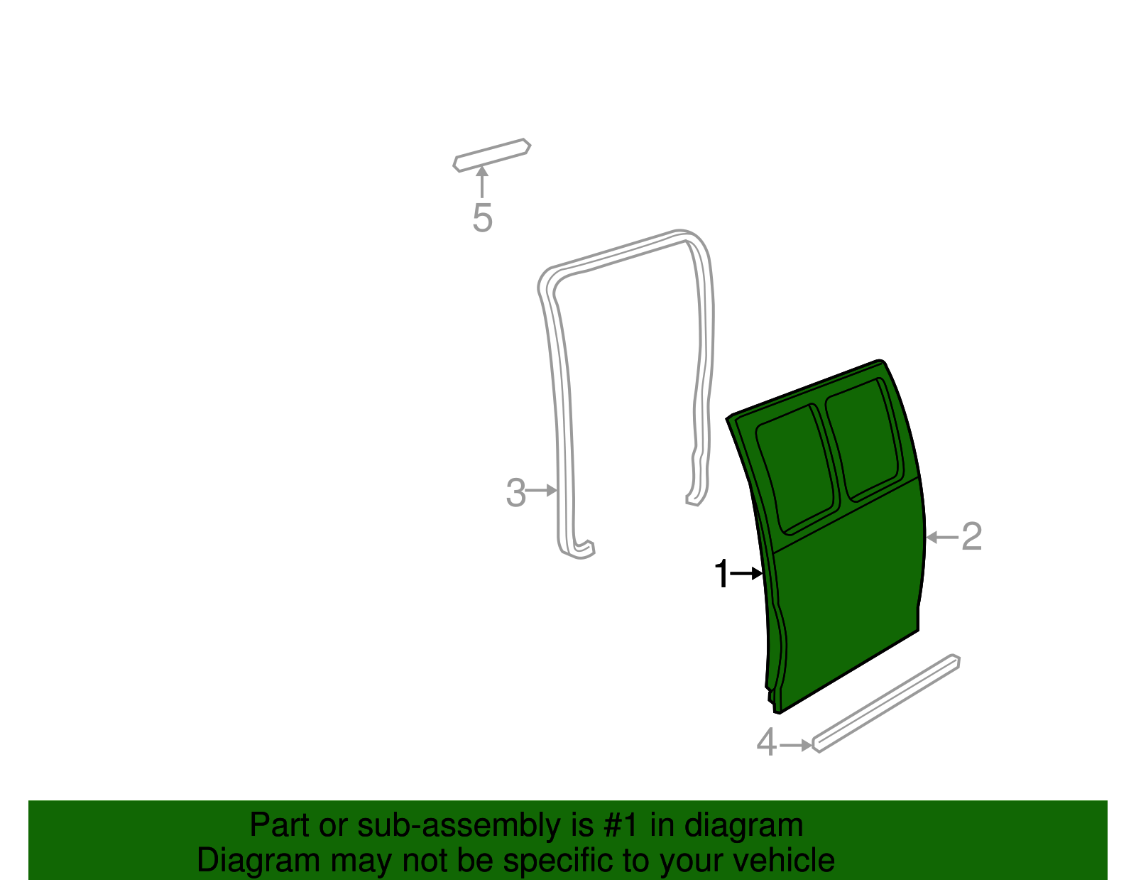 1996-2025 GM Passenger Side Rear Door with Hinges 89025523 GM ...