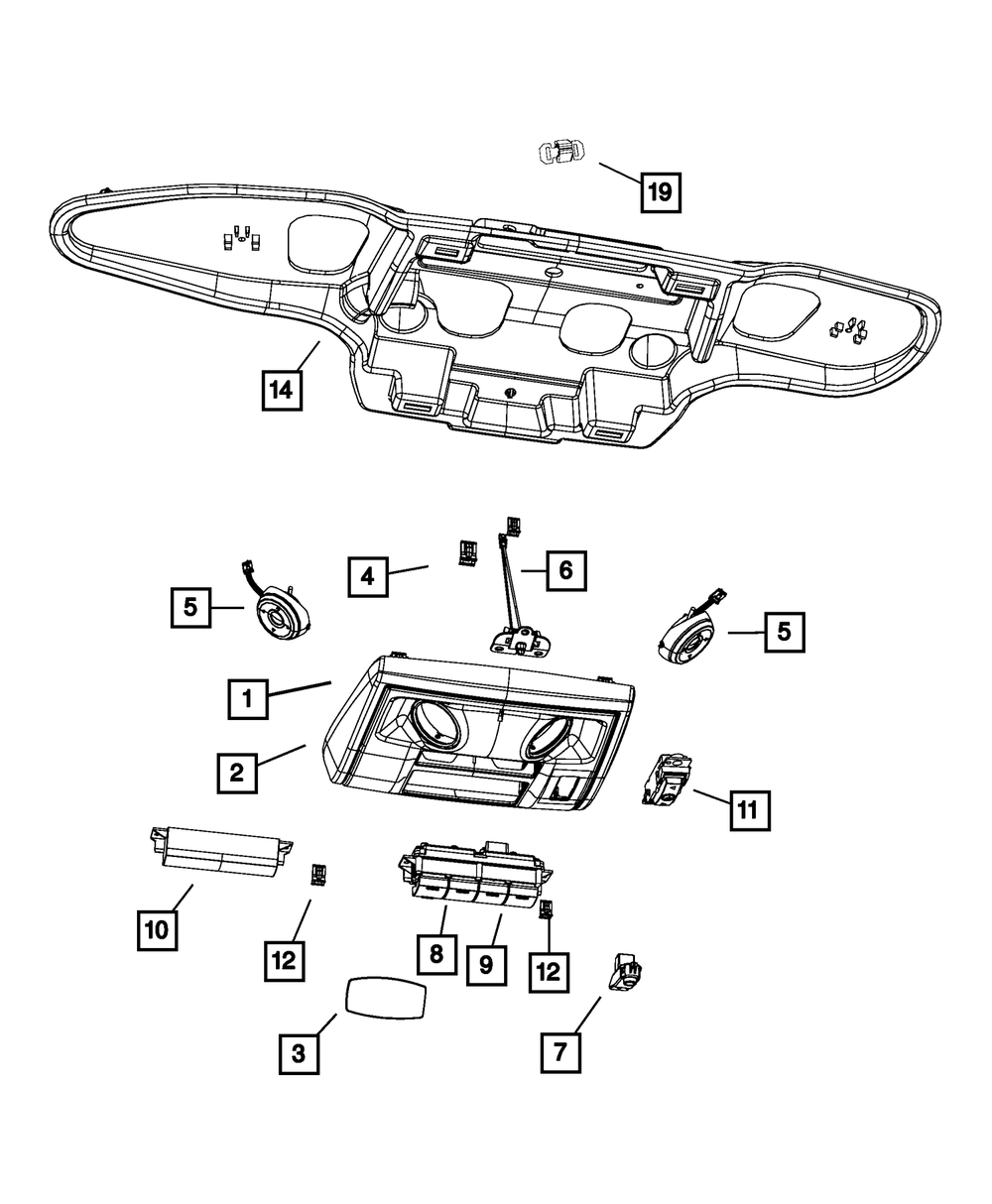 2008-2009 Mopar Overhead Console Housing 1LX711W1AA | Hodge Wholesale Parts