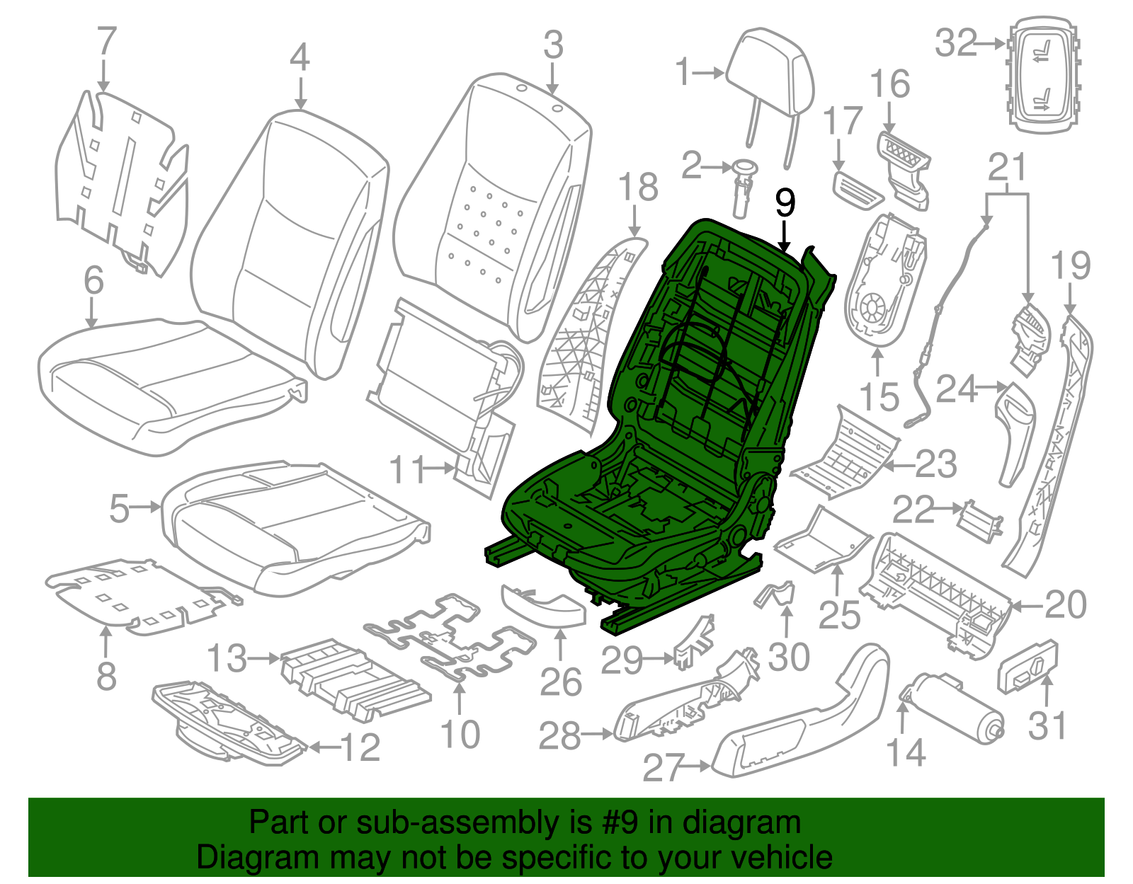 52-10-7-351-865 - Seat Frame - 2012-2020 BMW | BMW Parts Exchange
