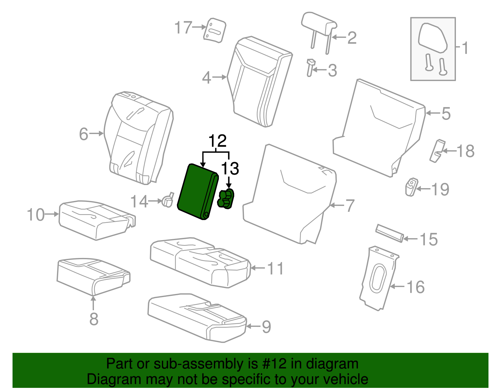 82180-T0G-A42ZD - 2015-2016 Honda CR-V - Armrest Assembly Rear Seat ...