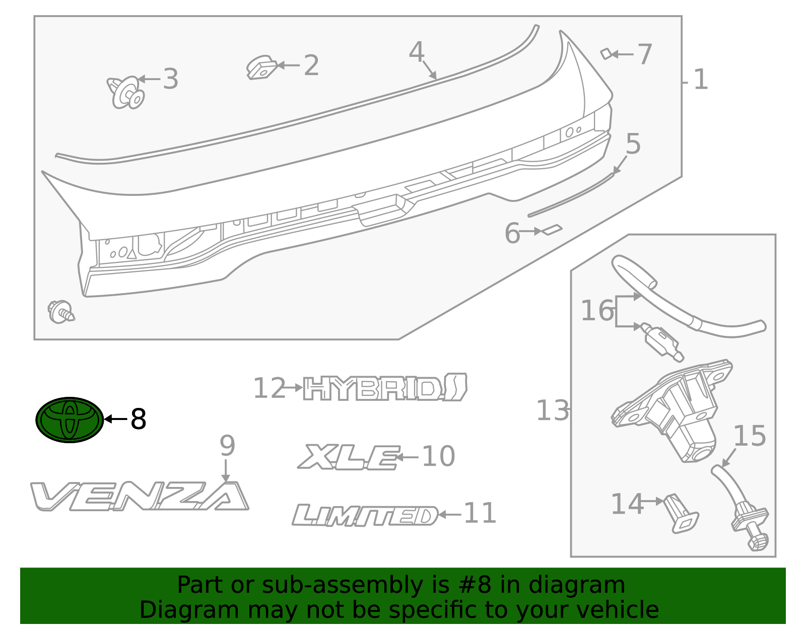 2021-2024 Toyota Venza Emblem 75403-48070 | Toyota Parts Center