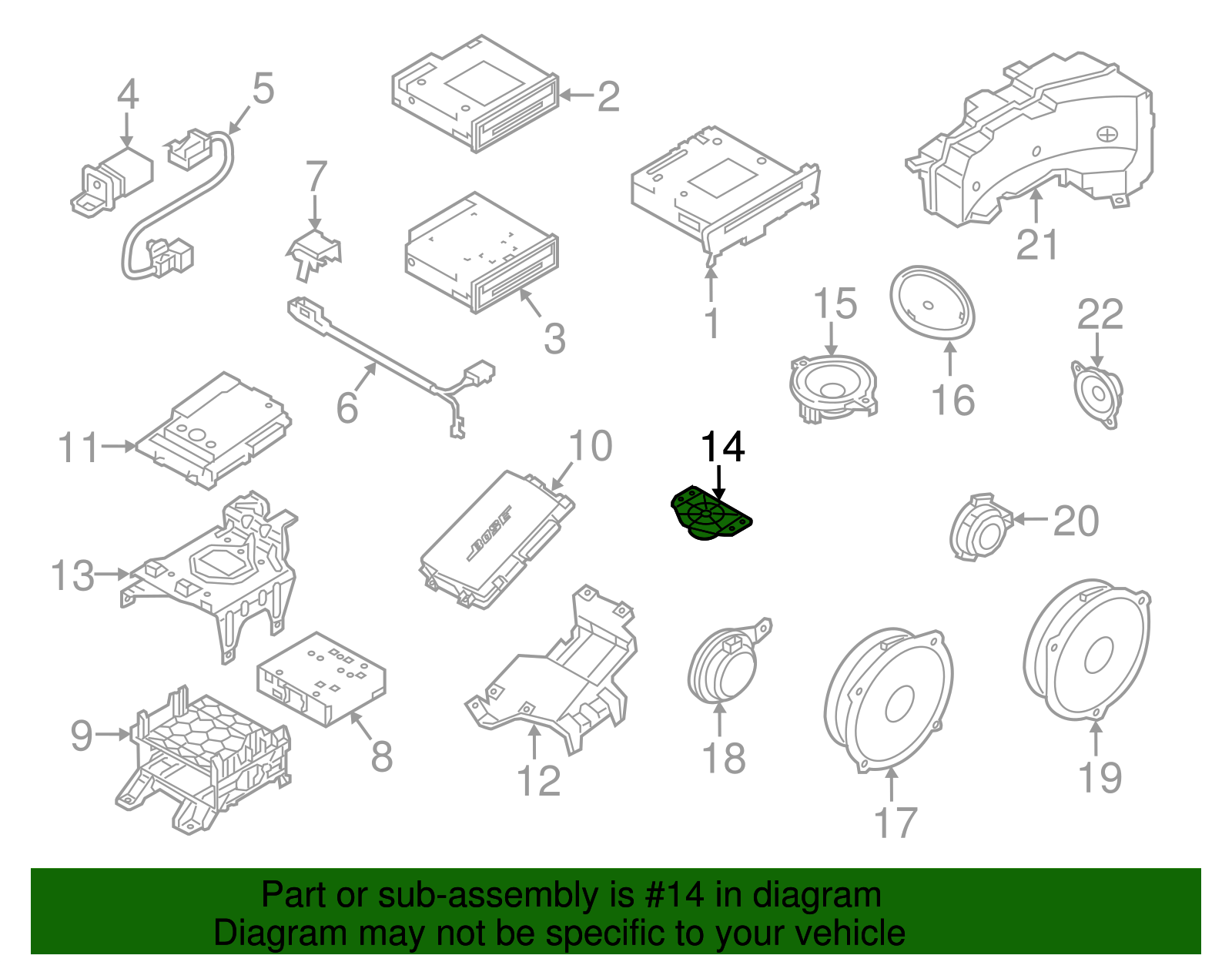 4H0-035-399 - Inst Panel Speaker 2011-2018 Audi | Audi OEM Parts Guy
