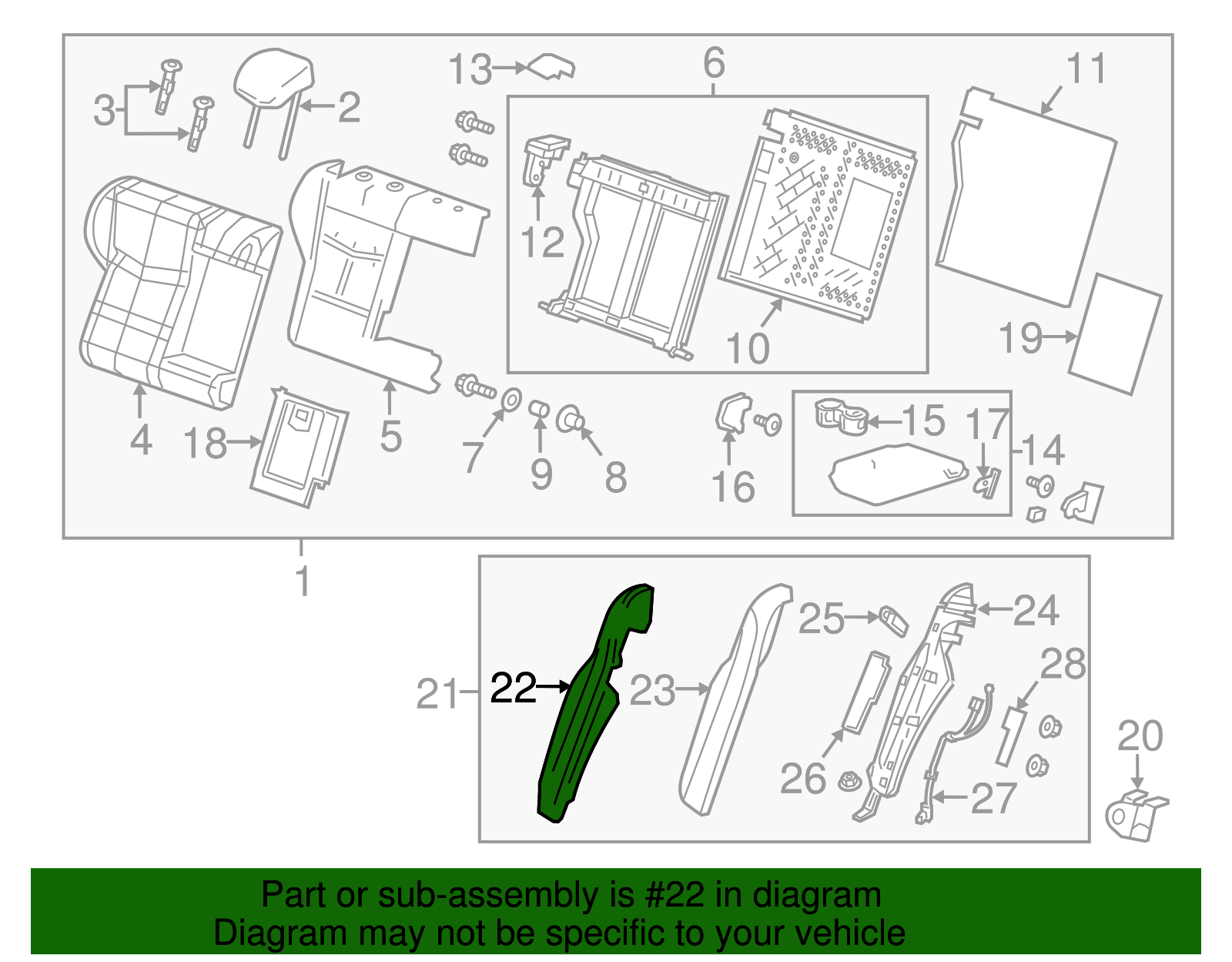 OEM GM Light Platinum Rear Passenger Side Seat Back Cover For 2016 ...