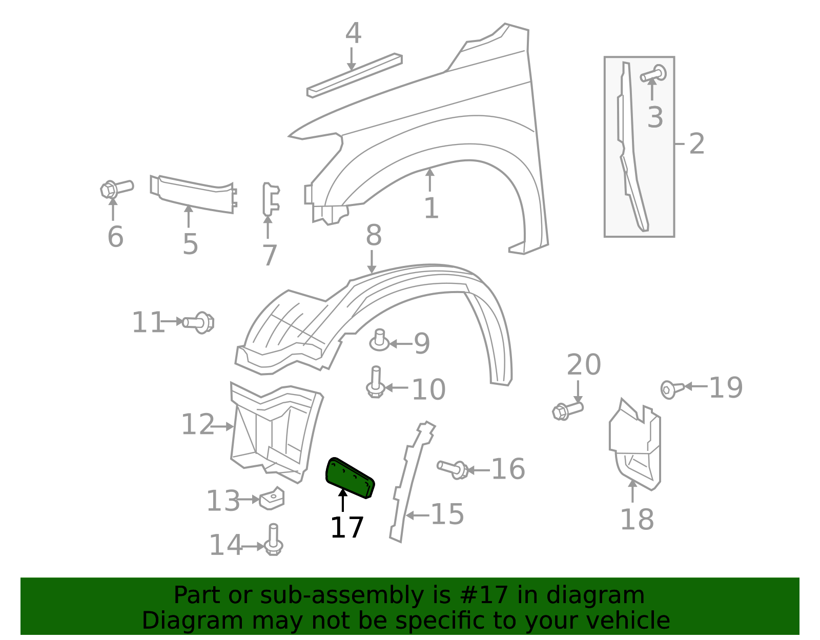 2008-2022 Toyota Sequoia Pad, Front Wheel Opening Extension, Right ...