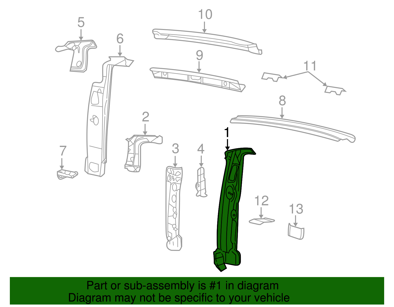 1996-2025 GM Passenger Side Back Body Pillar Outer Panel 23281449 ...