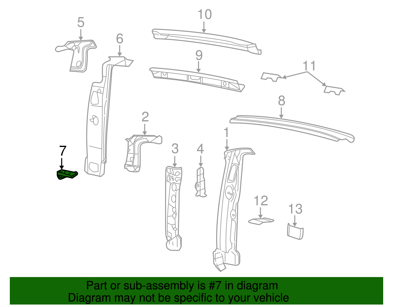 1996-2025 GM Driver Side Back Body Pillar Lower Reinforcement 20867332 ...