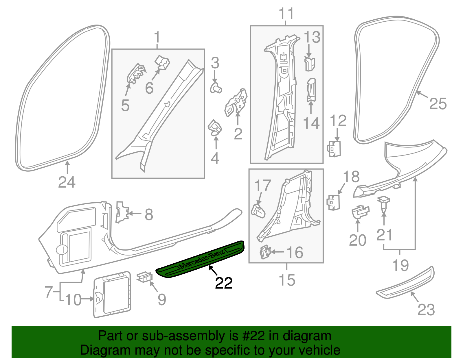 205-680-00-35 - Front Sill Plate 2015-2023 Mercedes-Benz | Mercedes ...