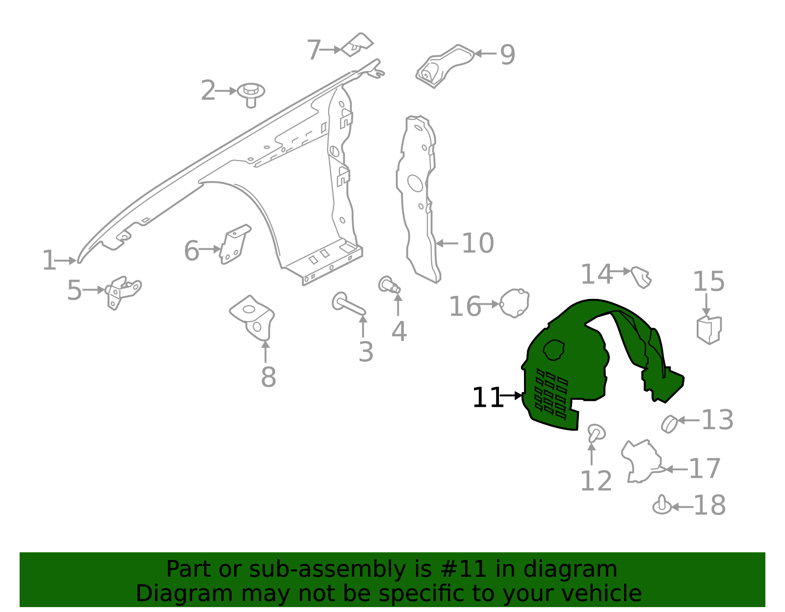 2021-2023 Jaguar XF Fender Liner T2H43973 | JaguarParts.com