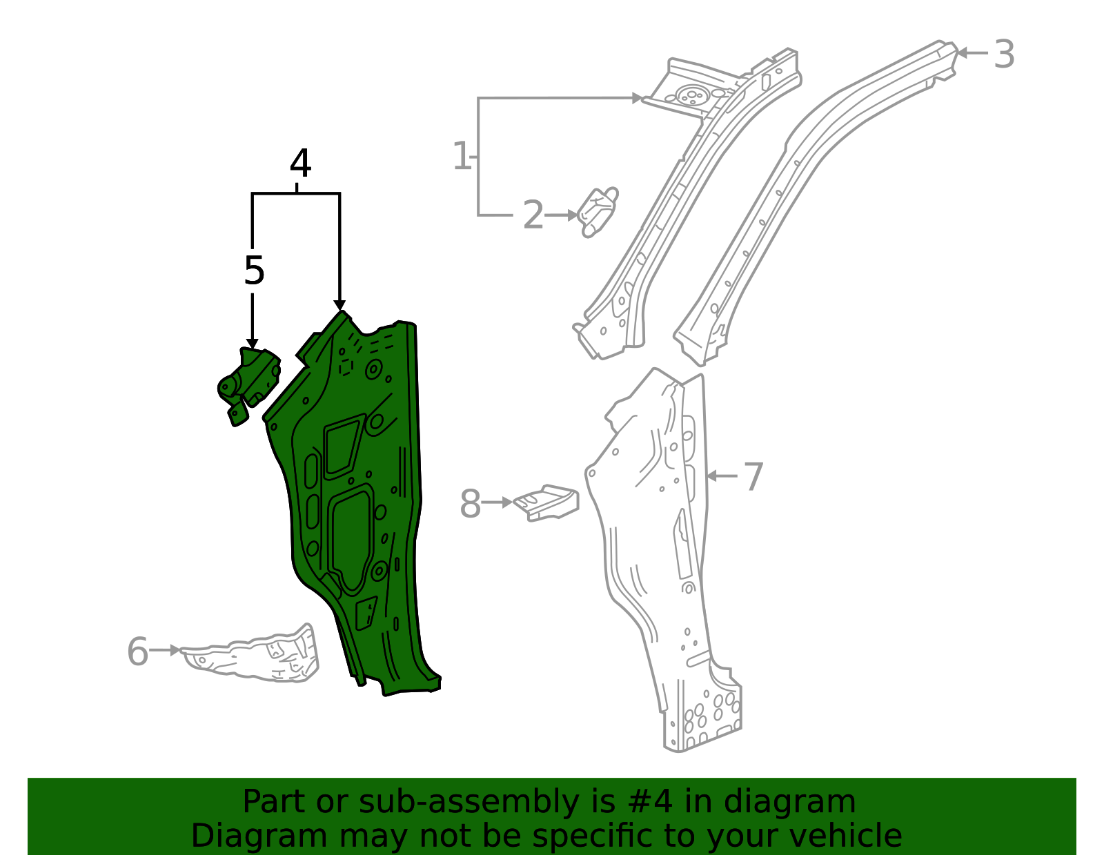 2019-2025 GM Passenger Side Body Hinge Pillar Inner Panel 84537163 GM ...