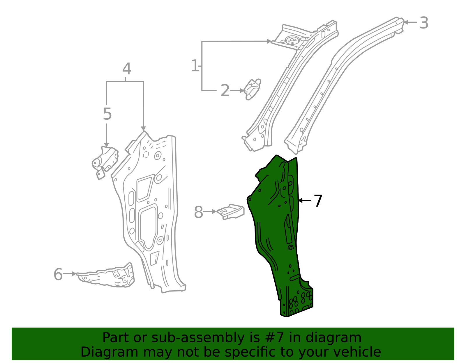 2019-2025 GM Passenger Side Body Hinge Pillar Outer Panel Reinforcement ...