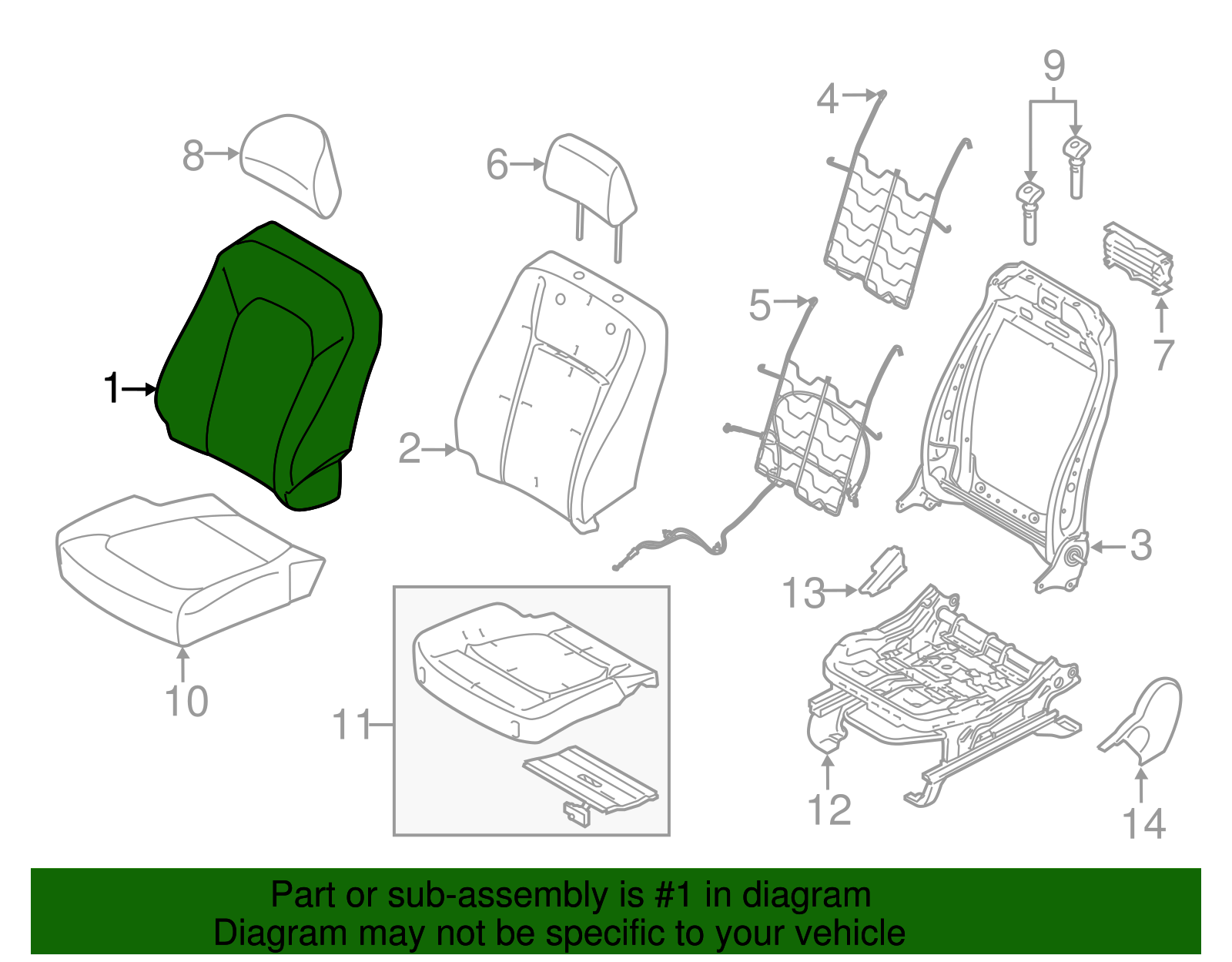 2018-2022 Ford | Seat Back Cover | KL3Z-1564417-CC | Walls' Ford Parts