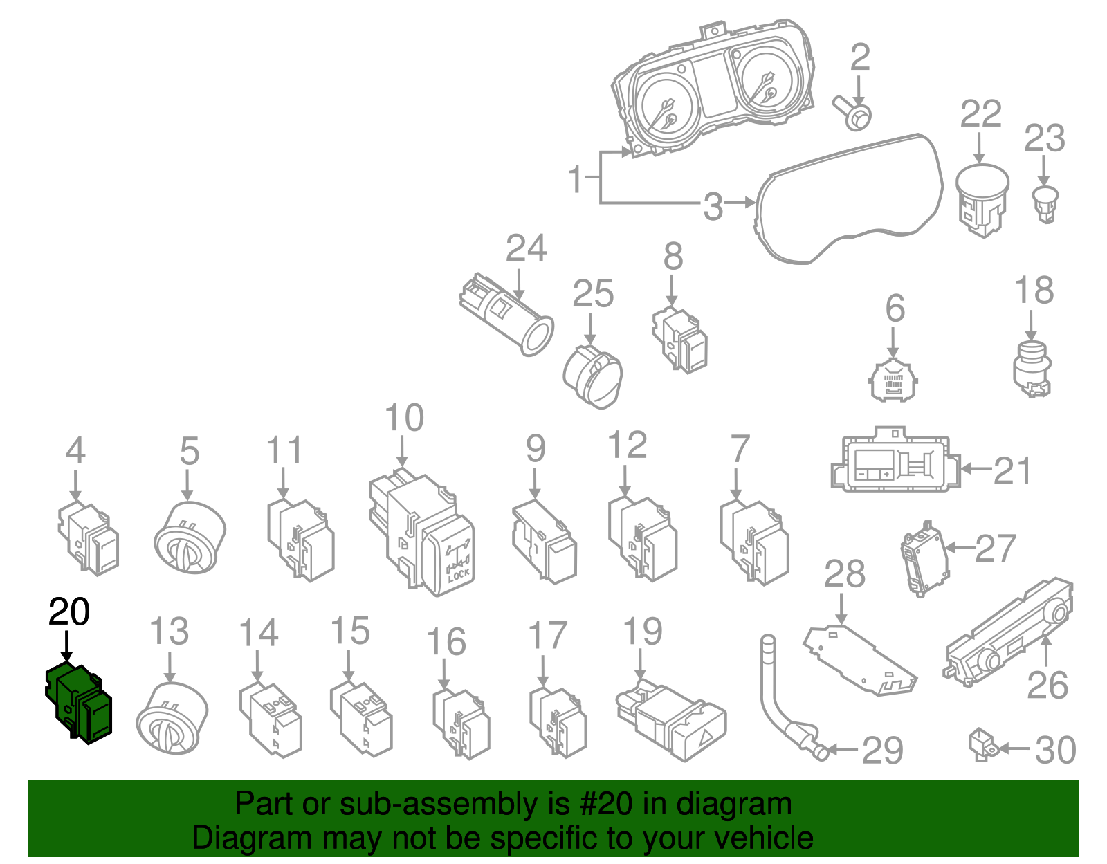 25430-EZ00A - 2016-2024 Nissan - Window Switch | Anicra Nissan Parts