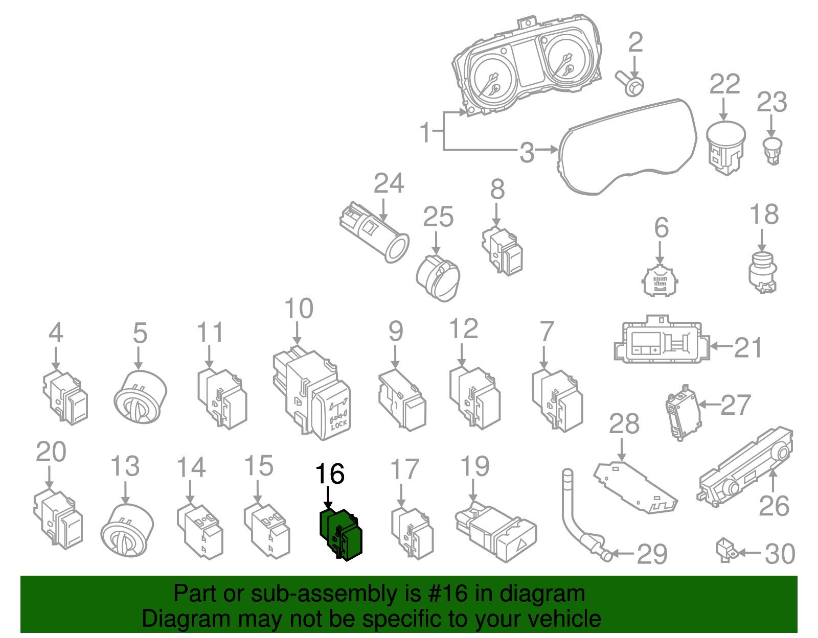 2011-2024 Nissan Switch Assembly 25193-3NA0A | Scott Evans Nissan Parts
