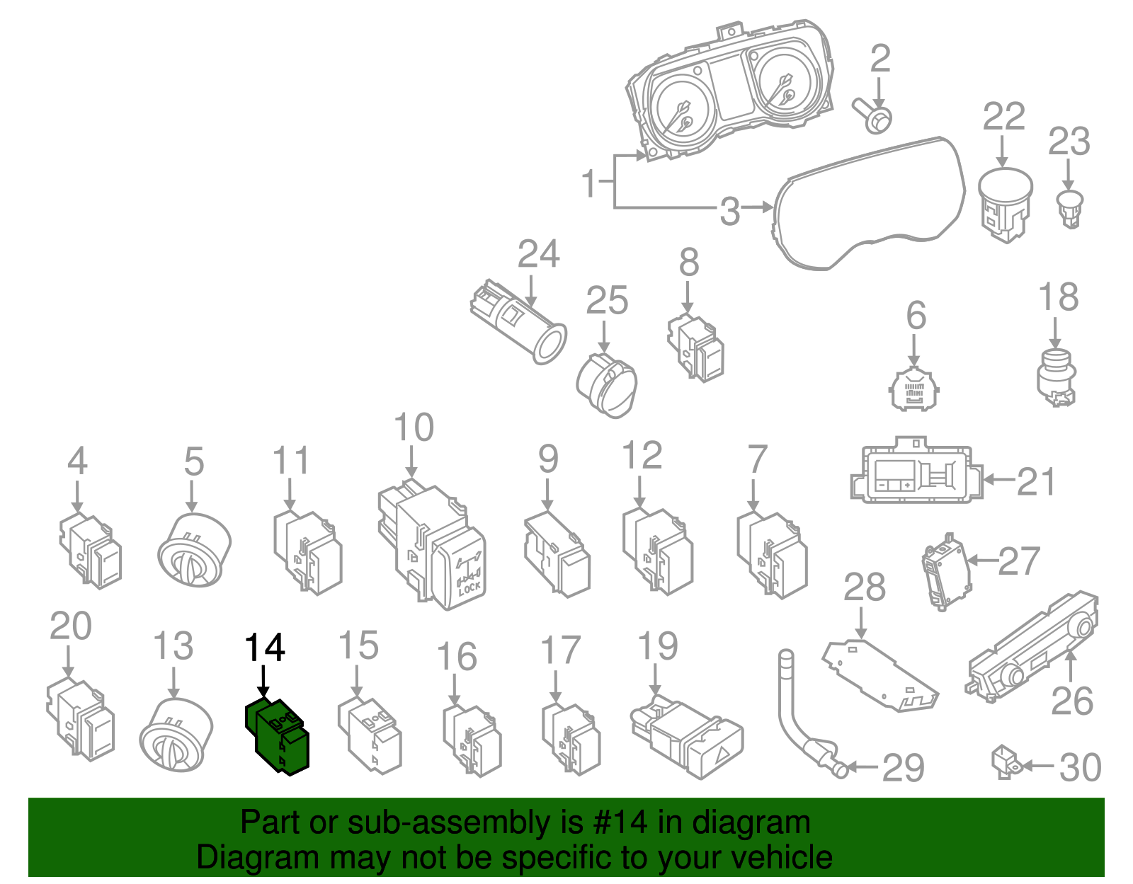 2016-2024 Nissan Switch Assembly 25273-EZ00A | My Nissan Part