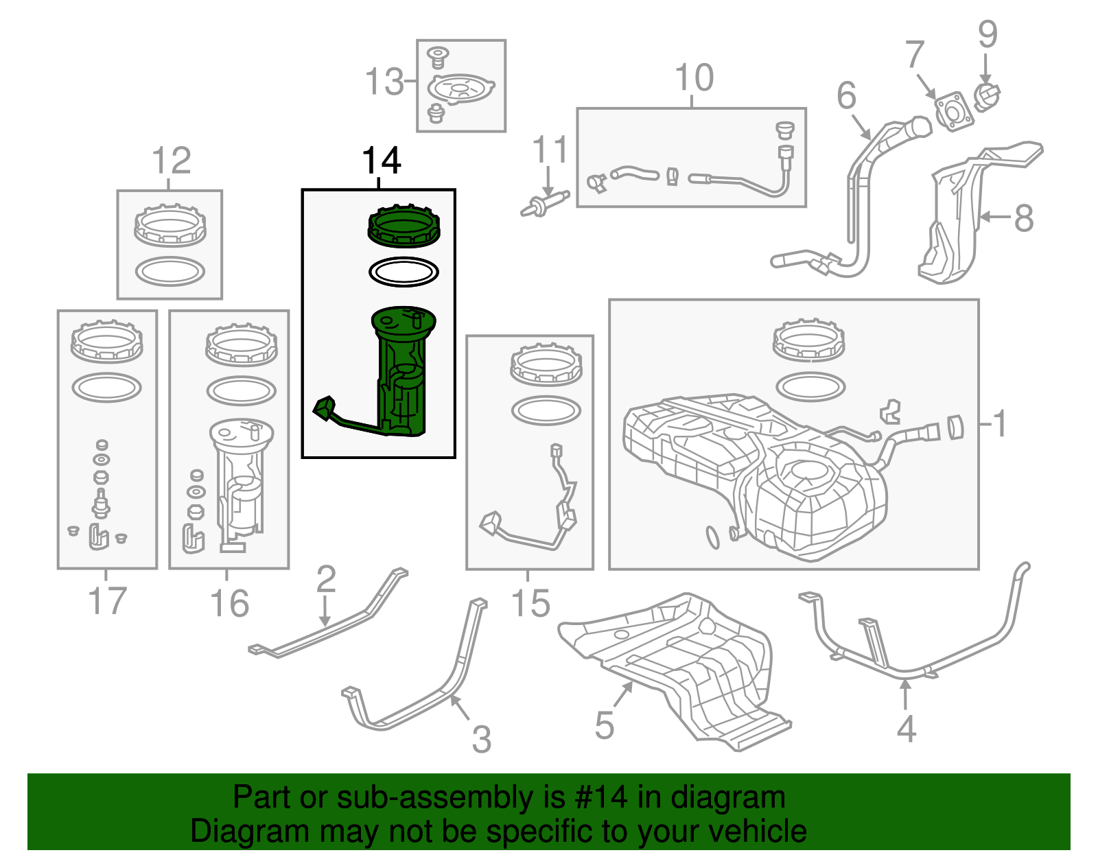 17045-T1W-A01 - Honda Fuel Pump Assembly 2015-2016 Honda CR-V ...