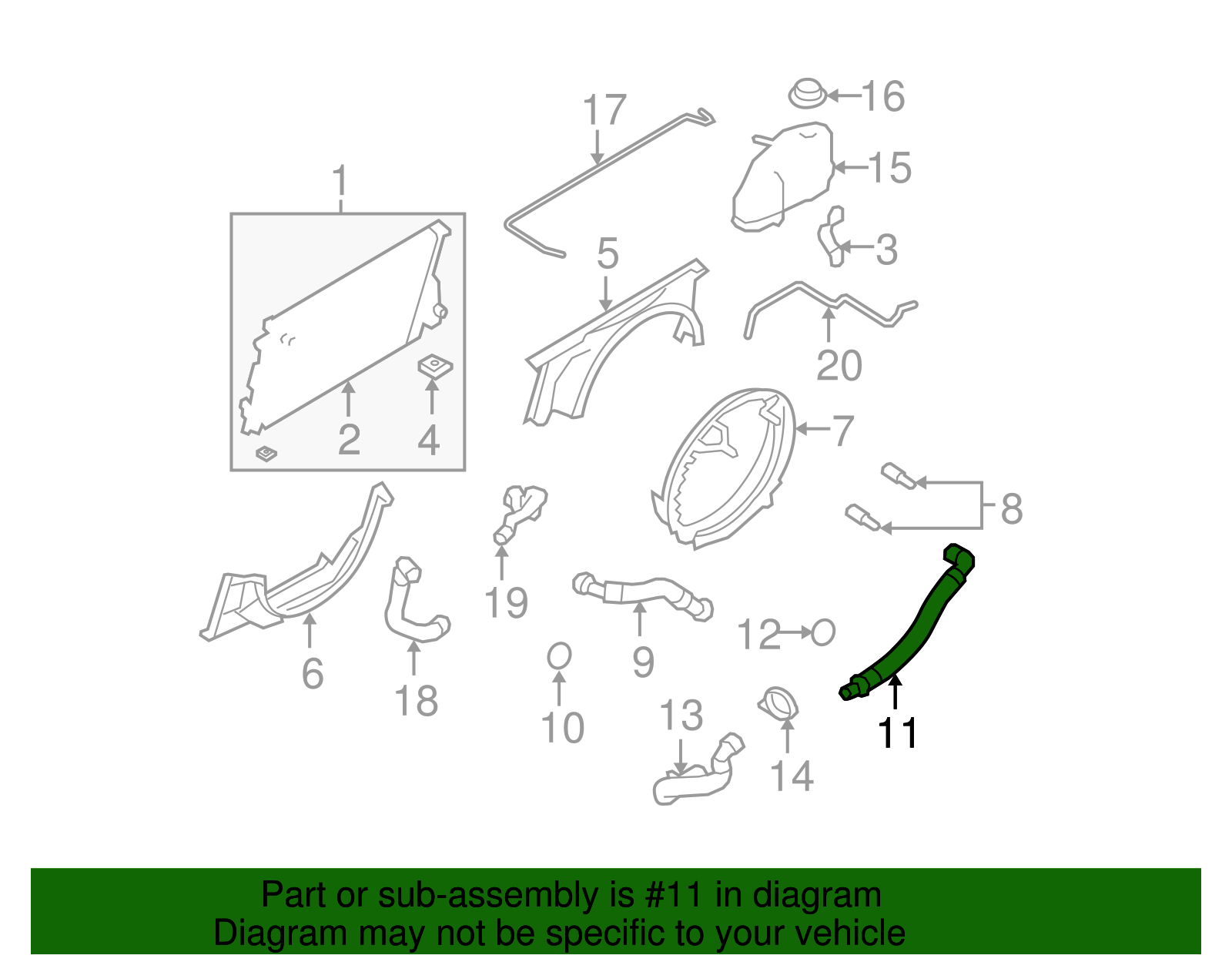 2008-2010 Ford | Lower Hose | 8C3Z-8286-B | Walls' Ford Parts
