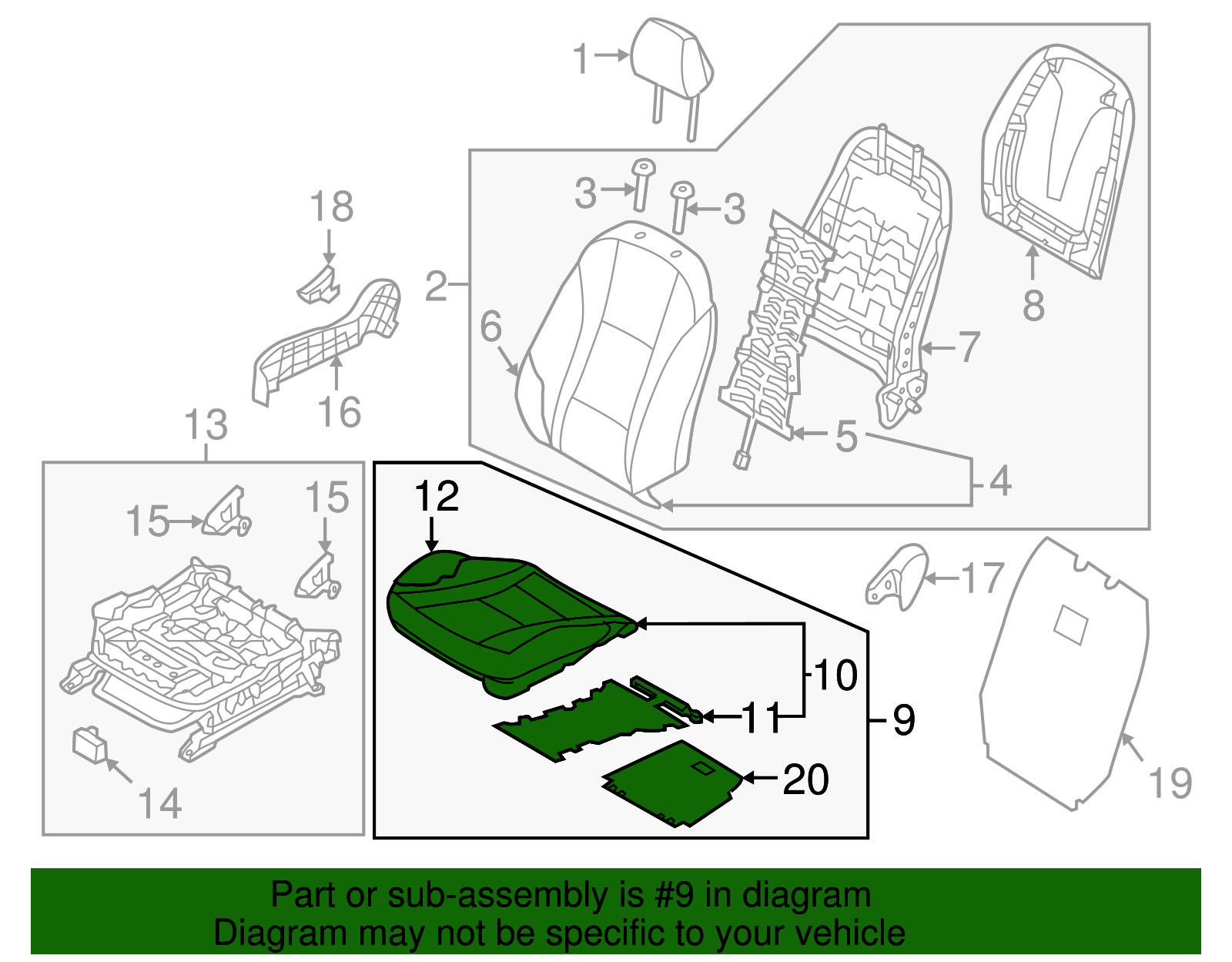 2016-2017 Hyundai Elantra GT Seat Cushion 88200-A5031-SGC | World OEM ...