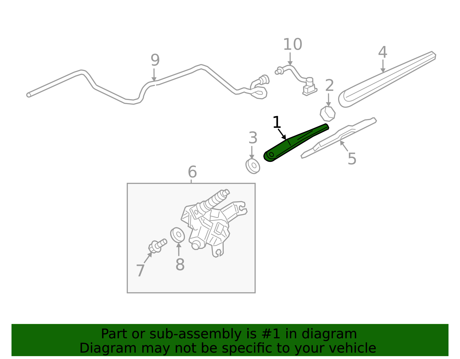 2022-2025 GM Rear Window Wiper Blade with Arm 85703797 | GM Parts Center