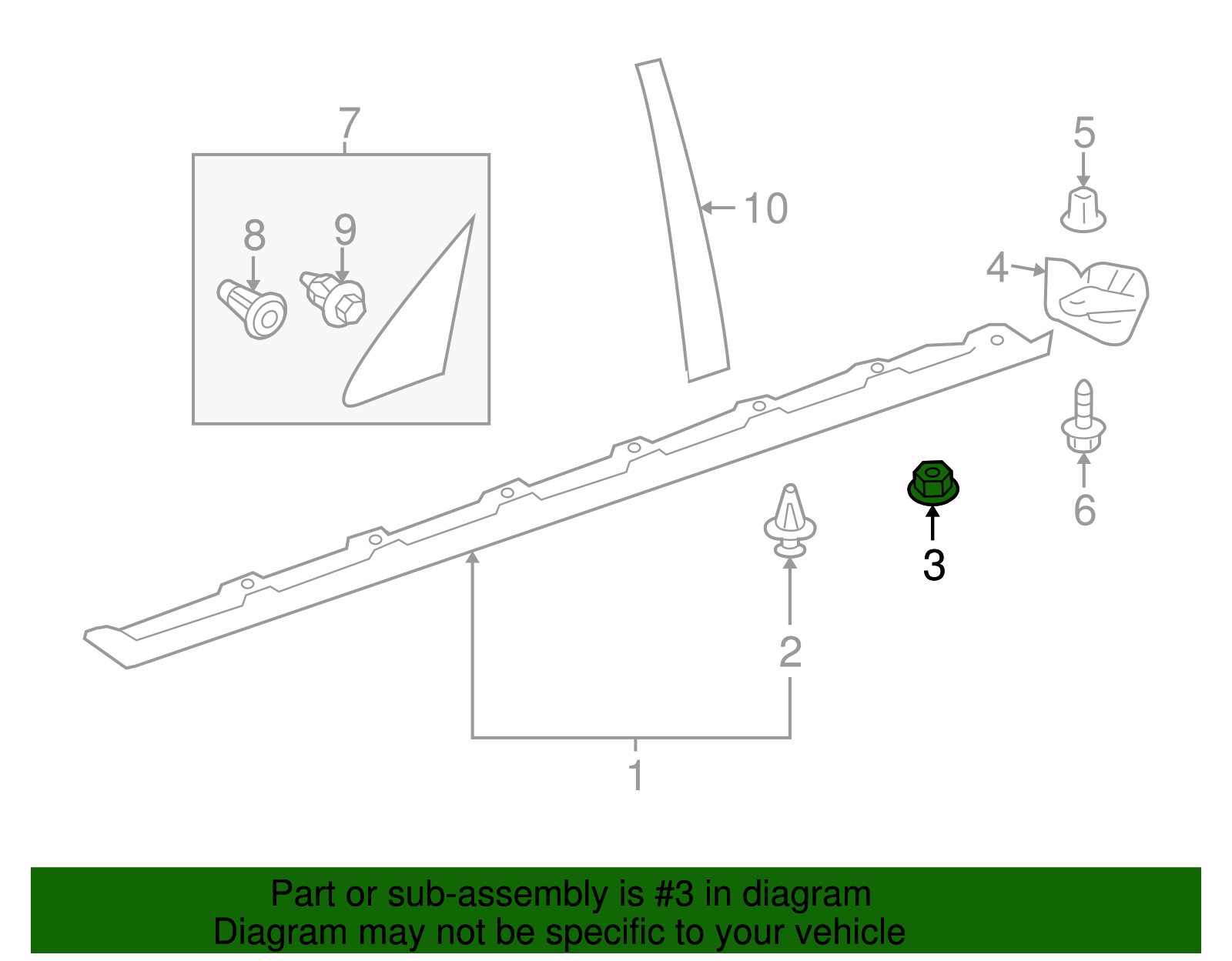 Genuine Toyota Rocker Molding Retainer part# 76924-02010 for 2000-2014 ...