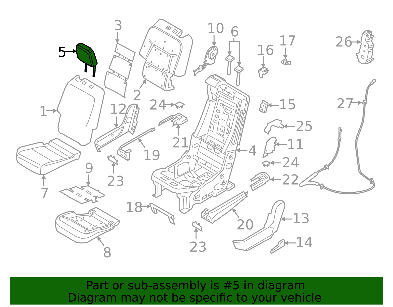 2020-2024 Lincoln Aviator | Headrest | LC5Z-78611A08-AK | Walls' Ford Parts