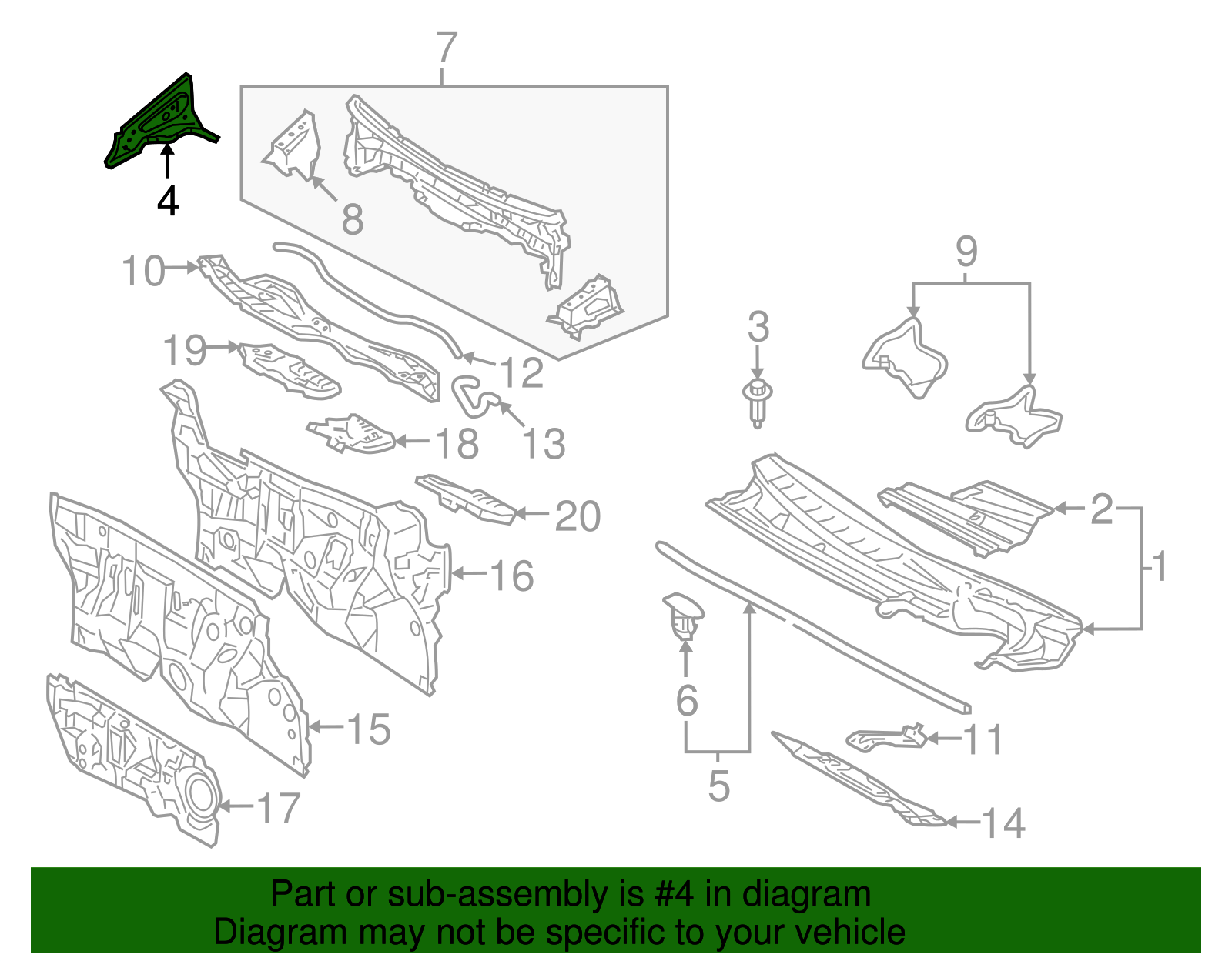 OEM 2014-2018 Toyota Yaris Cowl Side Panel 55714-0D090 | LaGrange ...