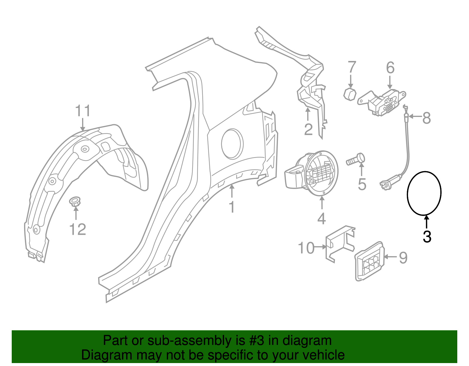2020-2022 Kia Sportage Fuel Door 69511-D9500 | TascaParts.com