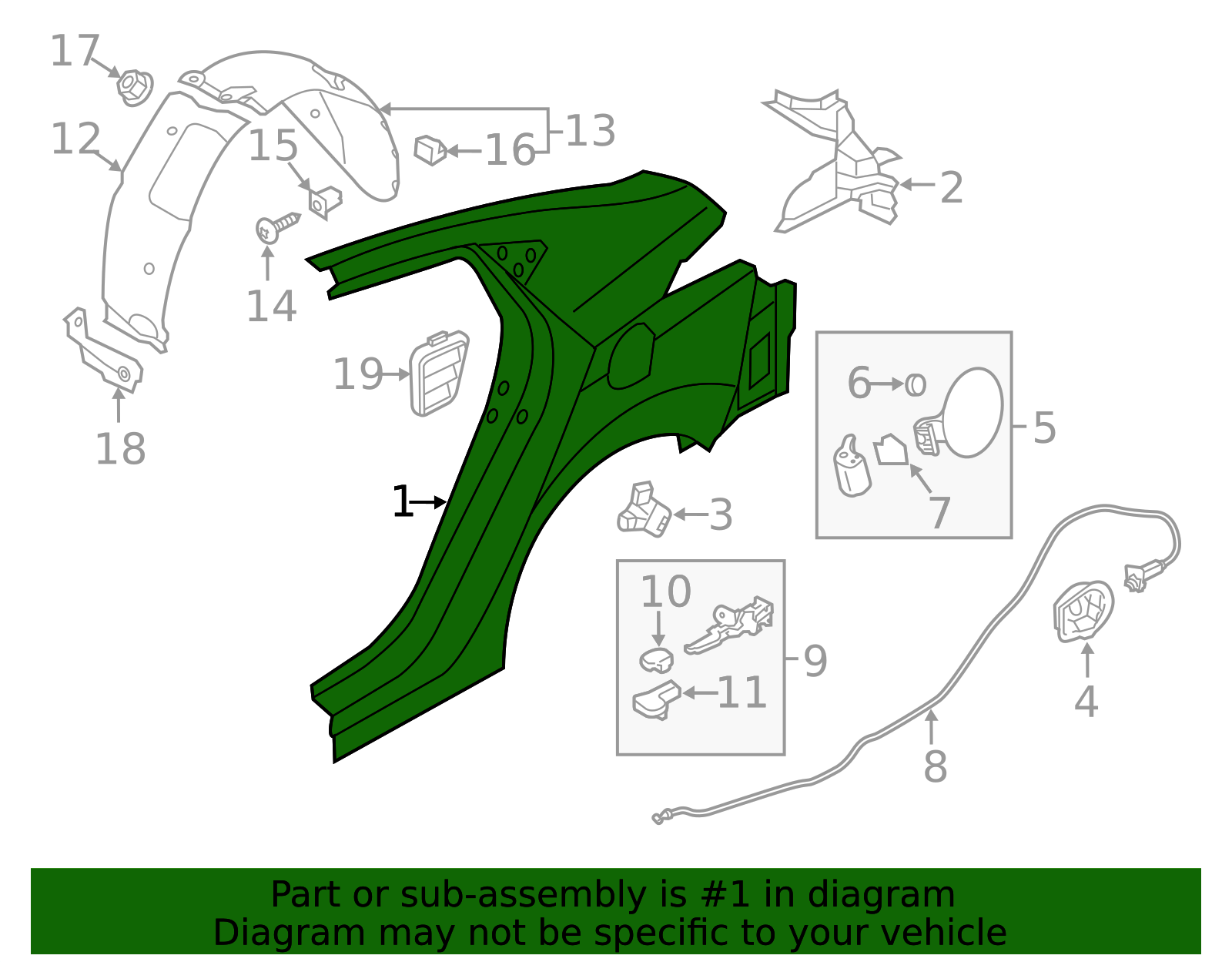 Genuine OEM Quarter Panel Part# 71504-3YC00 Fits 2011-2016 Hyundai ...