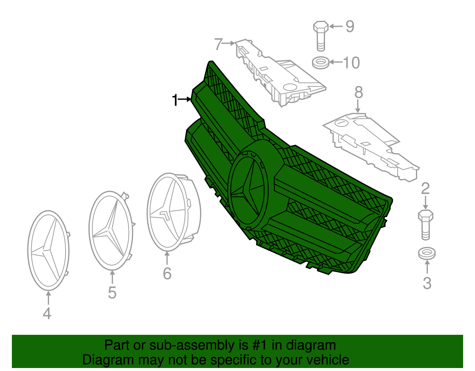 204-885-71-23 - Outer Grille 2013-2015 Mercedes-Benz | Mercedes-Benz ...