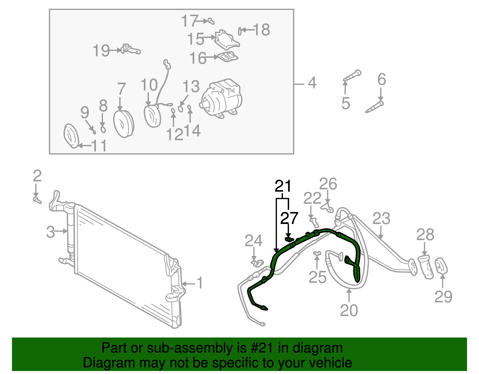 Hyundai - 97762-2C600 - Discharge Hose - 2003-2008 Hyundai Tiburon ...