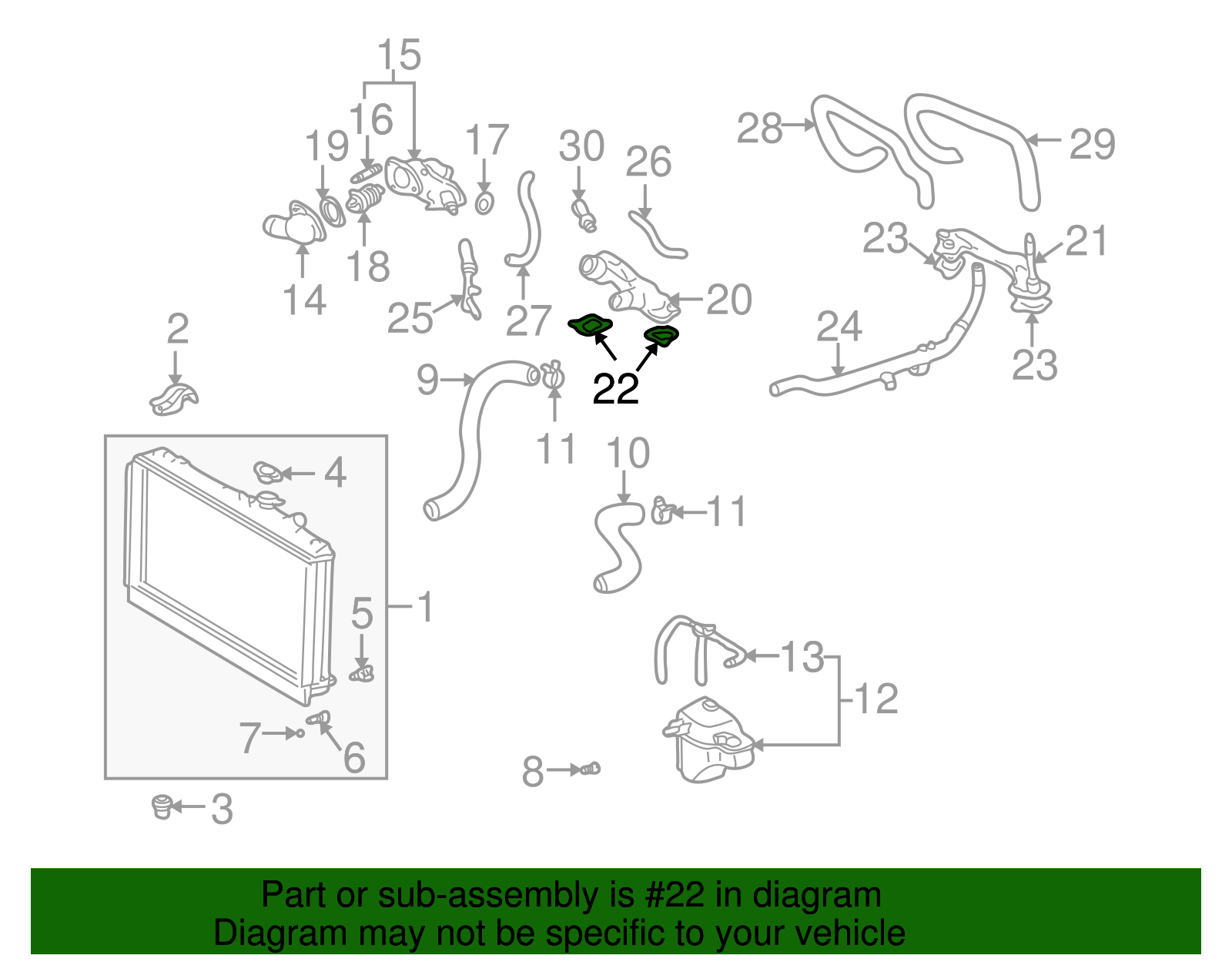 16341-50020 - Engine Coolant Outlet Gasket - 1997-2010 Lexus | My L Parts