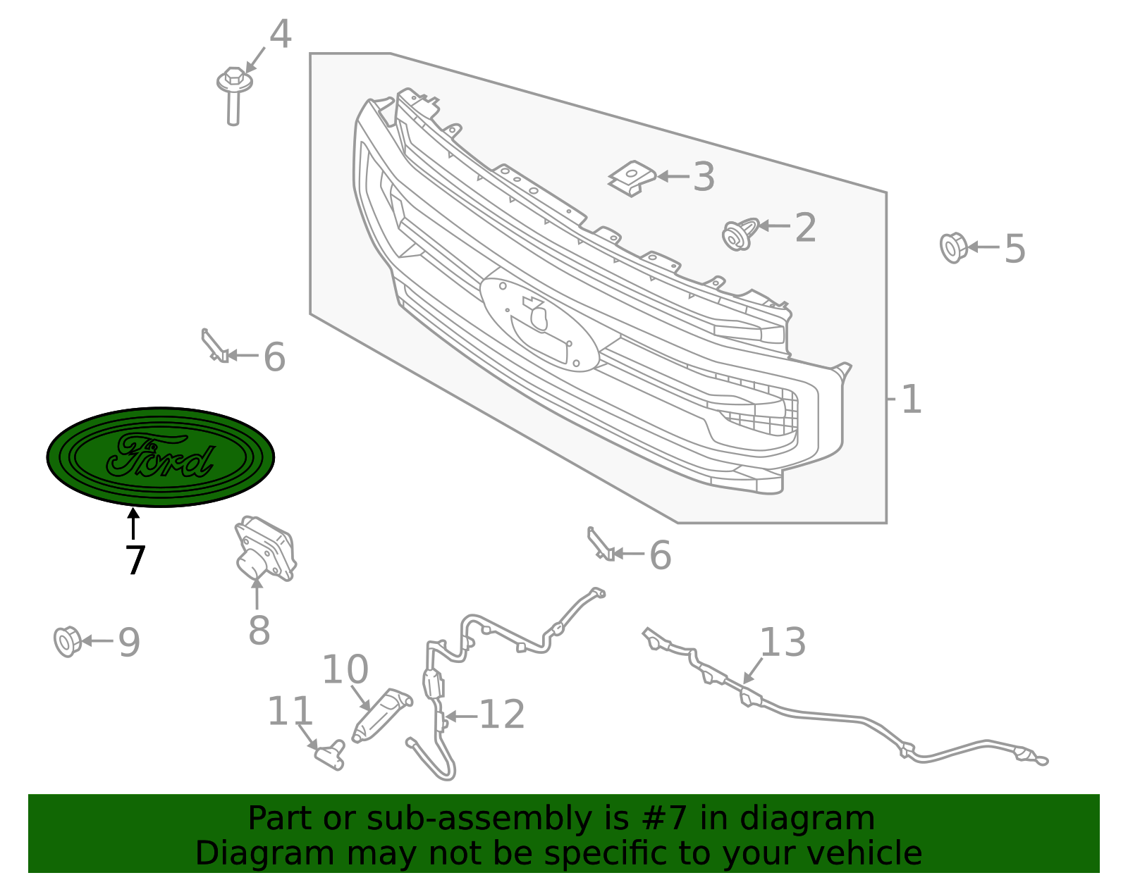 2020-2022 Ford | Grille Emblem | LC3Z-8213-A | Walls' Ford Parts