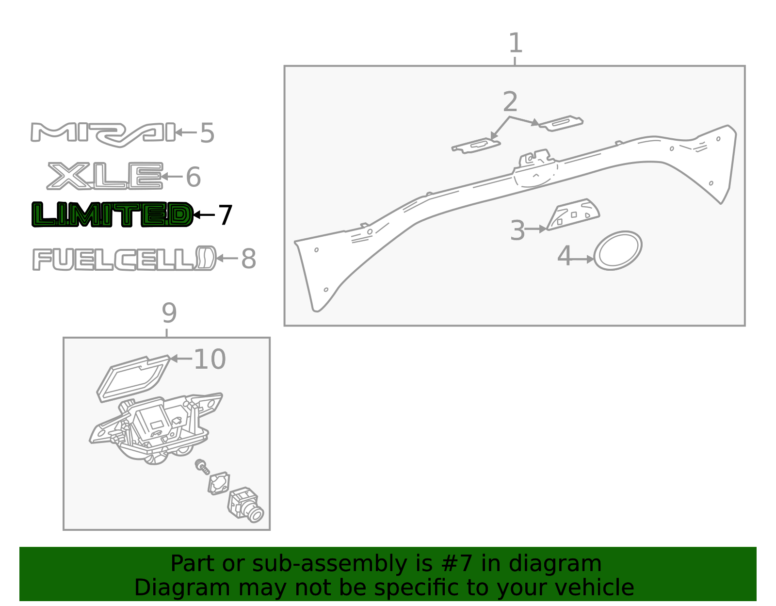 2021-2024 Toyota Mirai Nameplate 75445-62010 | Toyota Parts Center
