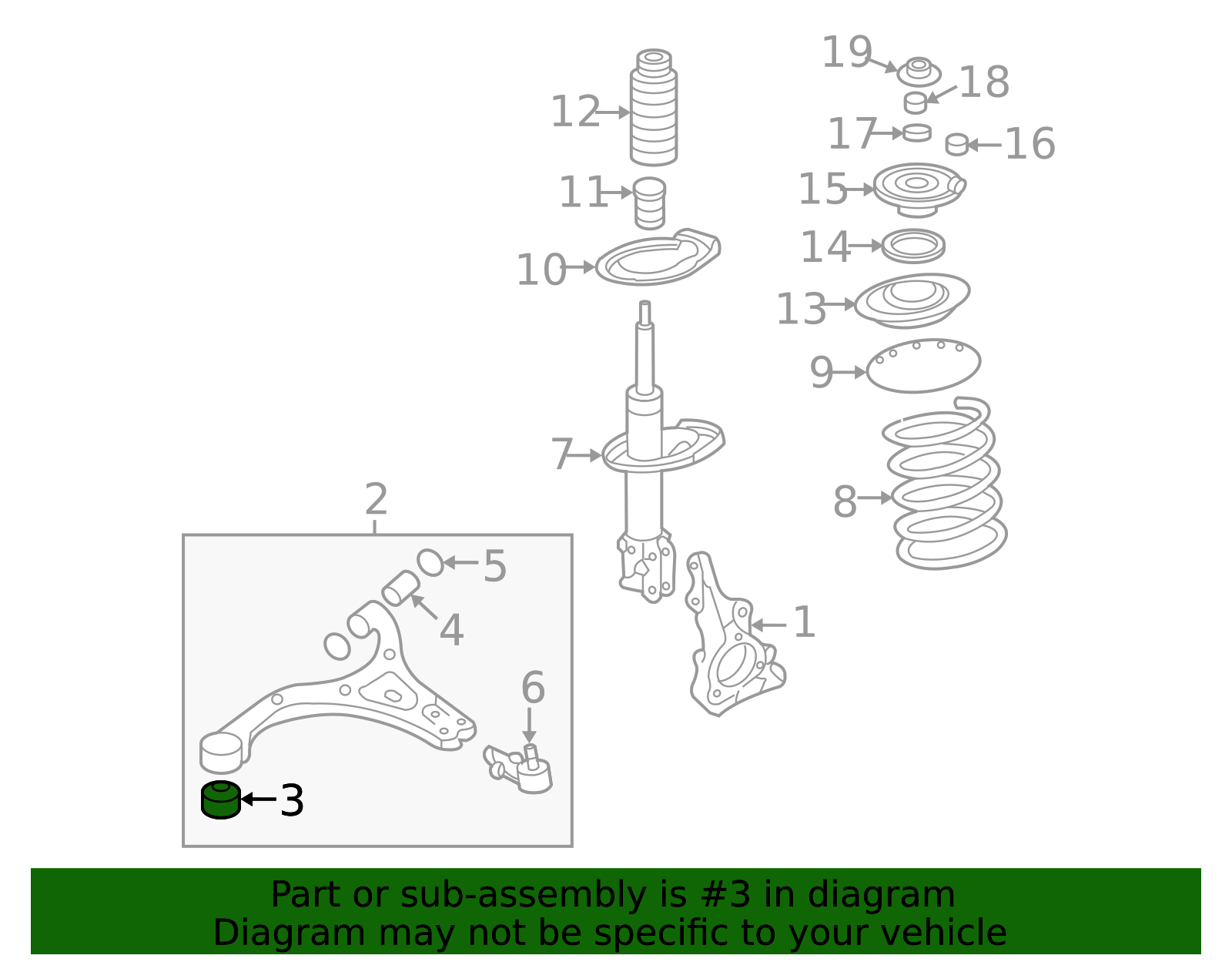 54584-4D000 - Lower Control Arm Front Bushing 2006-2011 Kia Sedona ...