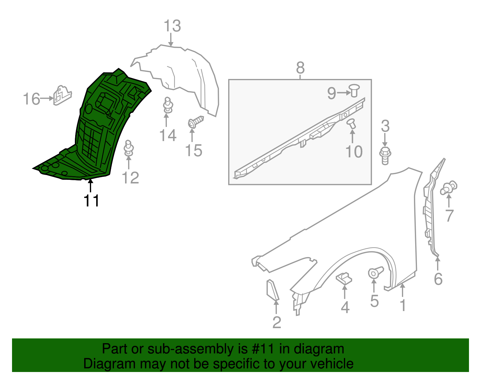 2011-2019 Infiniti Ft Fender Liner 63845-1MA0A | Infiniti Parts Online