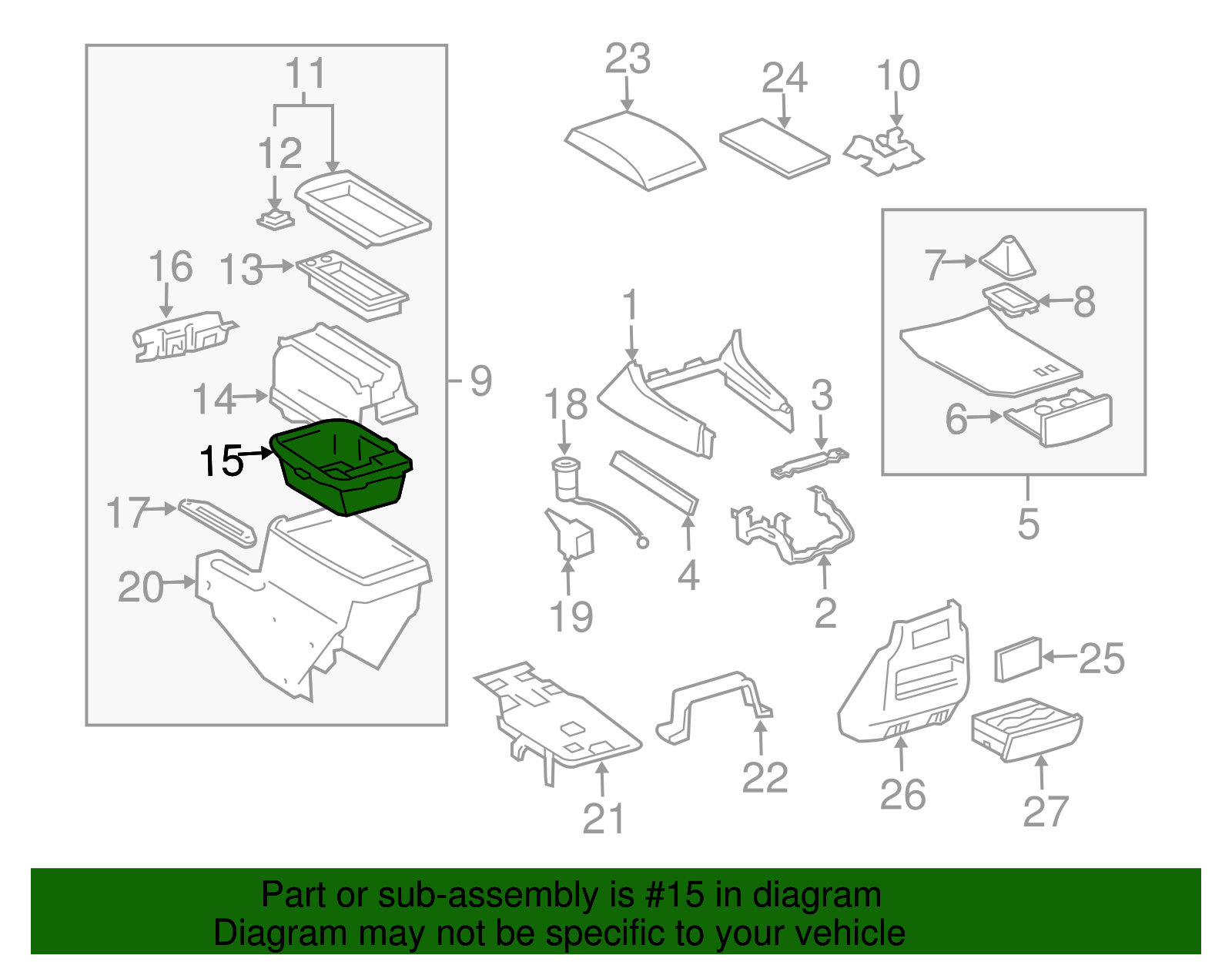 58913-60020 - High-Quality Console Compartment for 2001-2007 Lexus ...