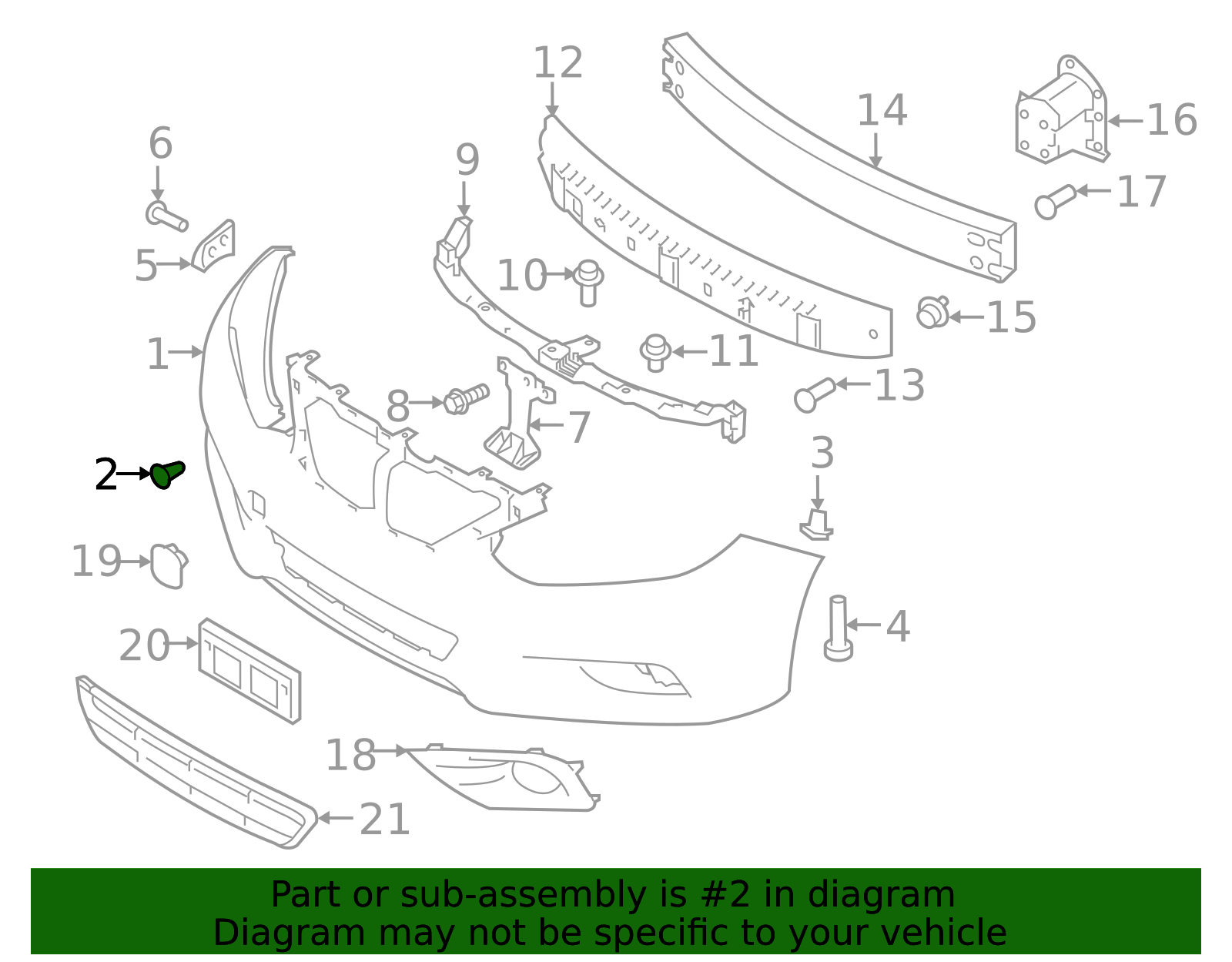 2016-2018 Nissan Altima Bumper Cover Retainer Clip 015530170U ...